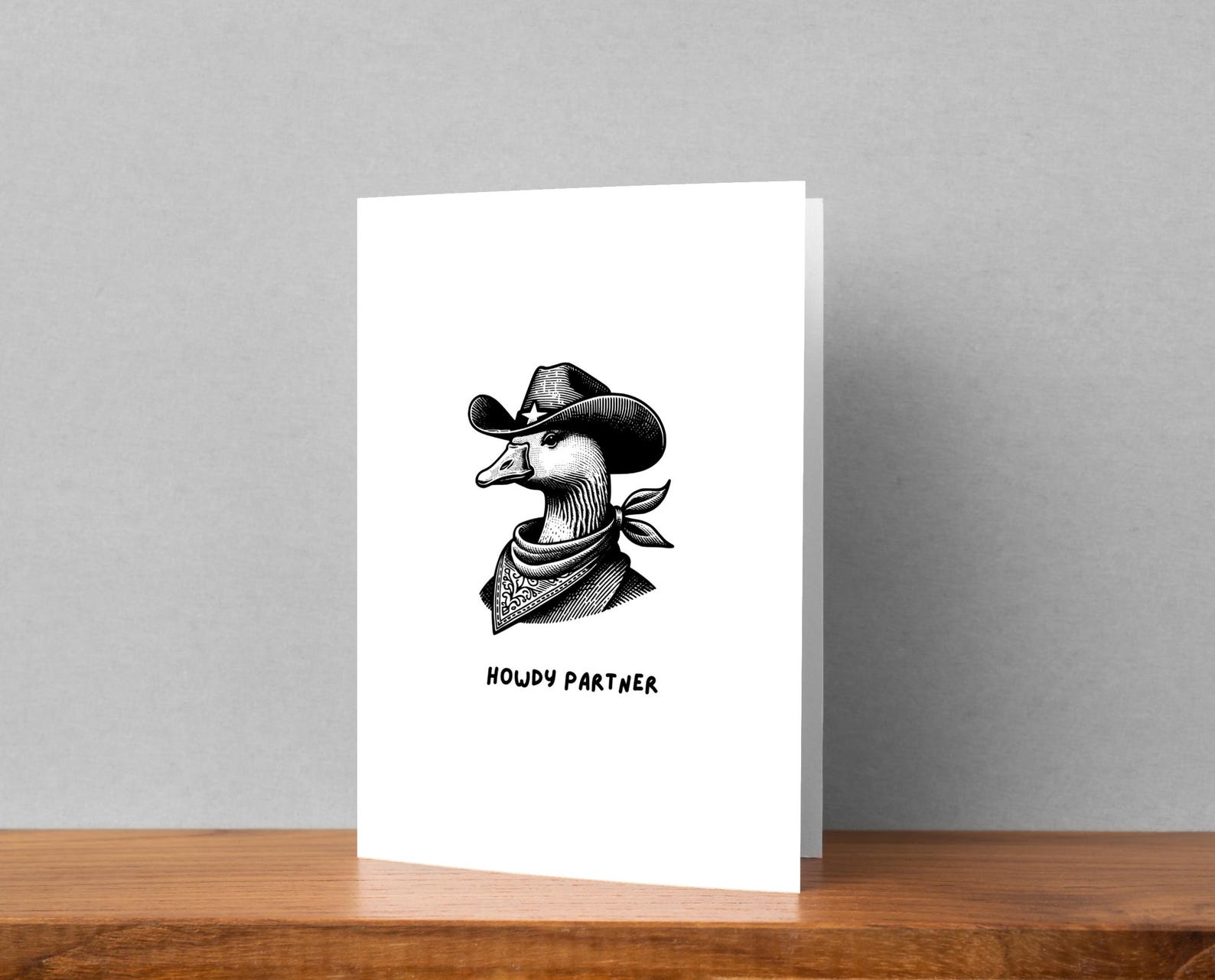 Howdy Partner Cowboy Hat Goose | Western Funny Card | Joke Card | Cute ...