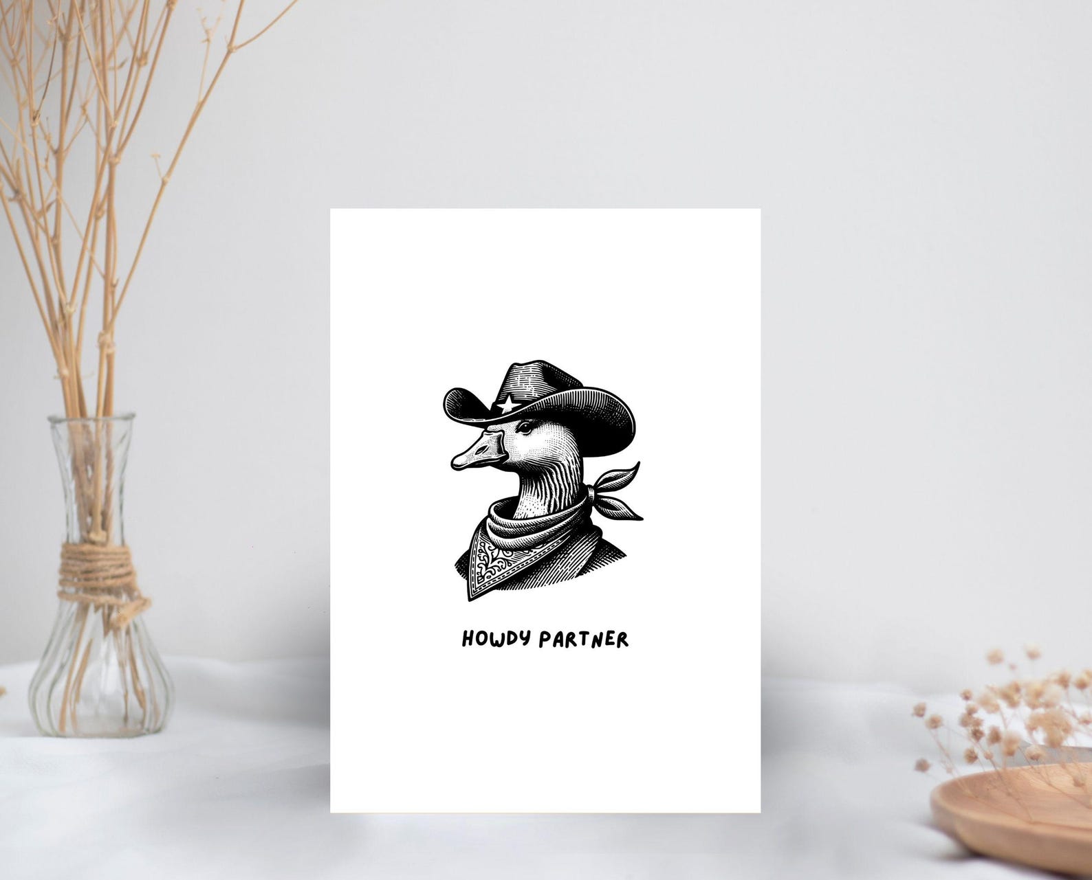 Howdy Partner Cowboy Hat Goose | Western Funny Card | Joke Card | Cute ...