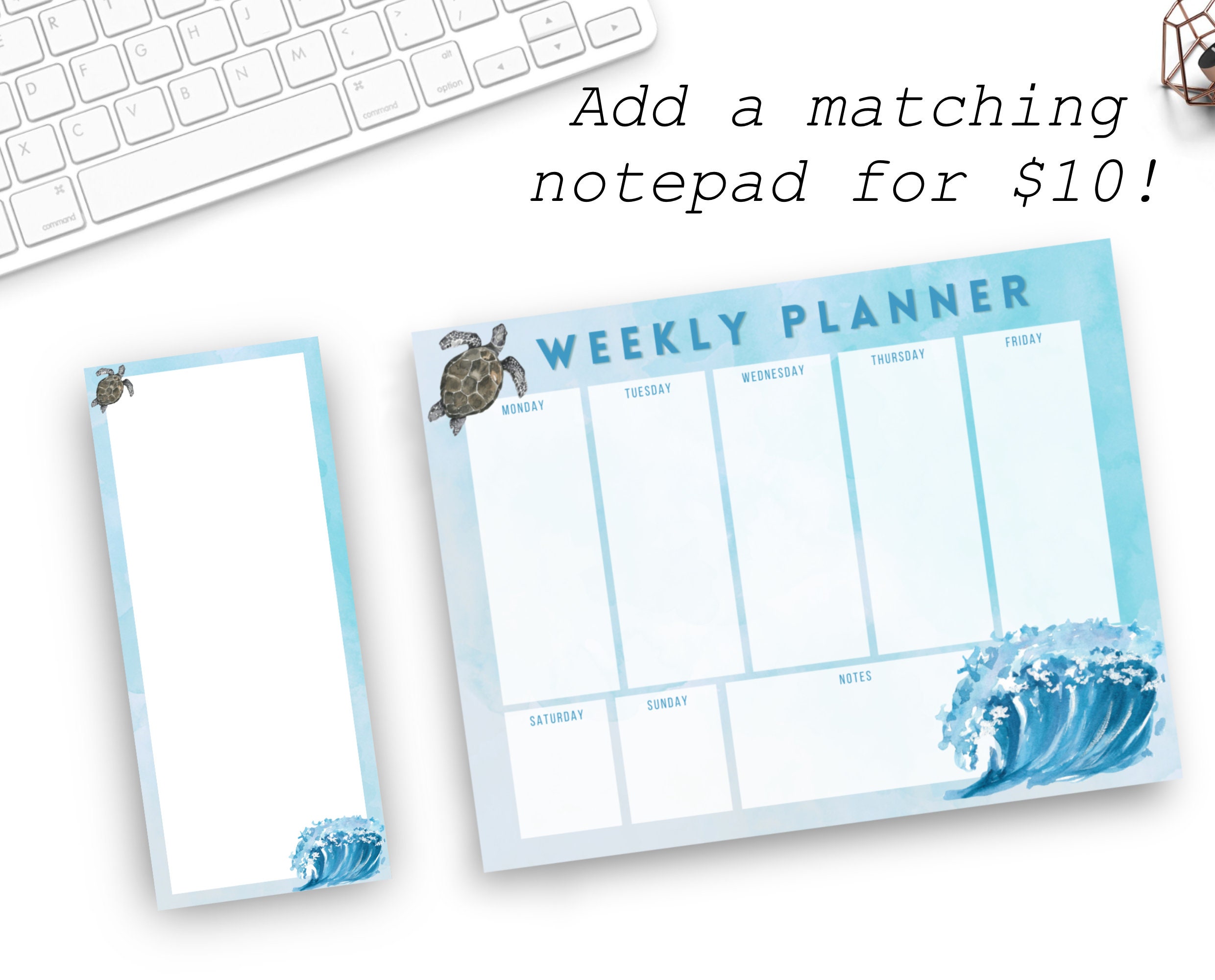 Sea Turtle Ocean Themed Weekly Planner Notepad Undated Weekly Tear Away ...