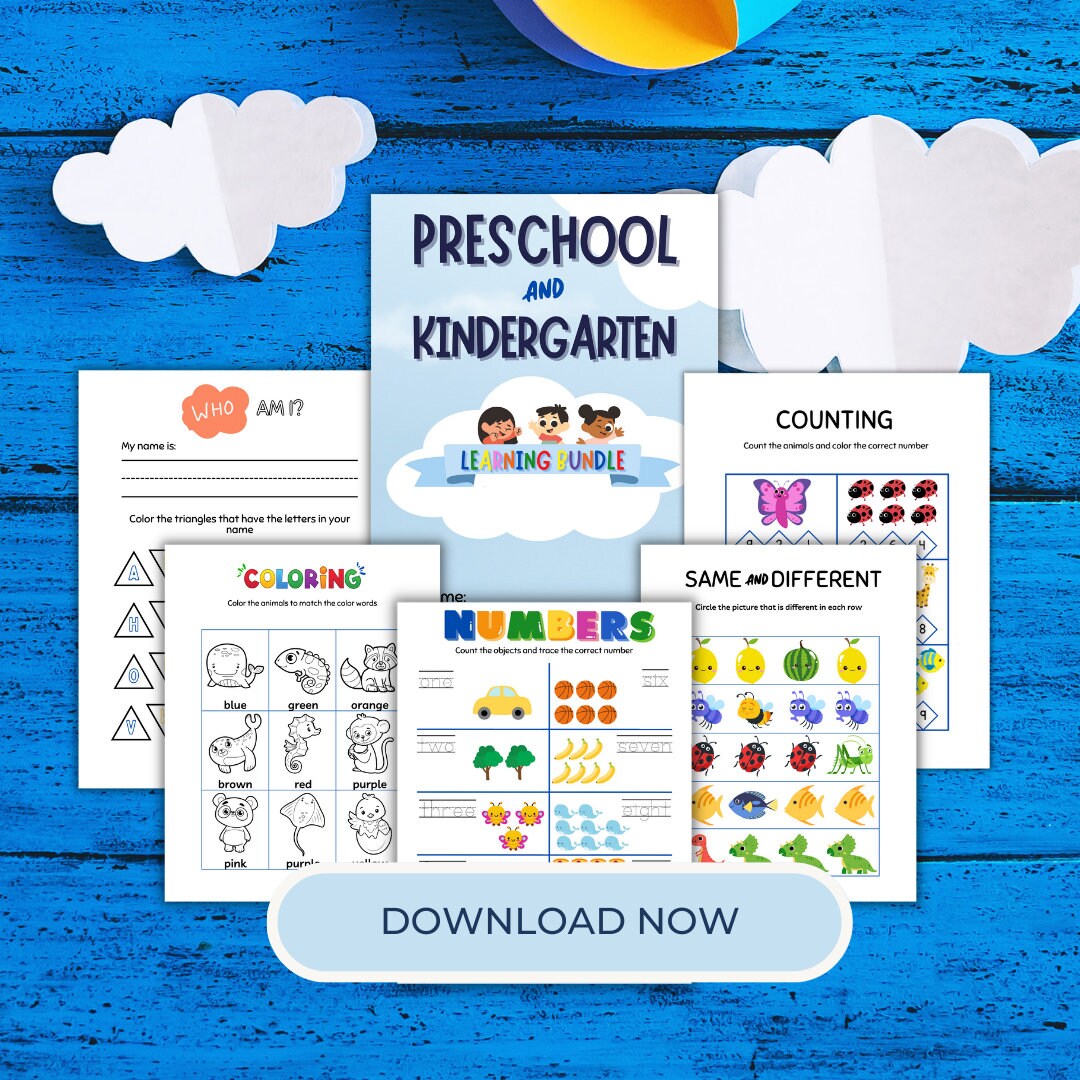 Preschool Pre-k Kindergarten Early Learning Bundle Activity Worksheets ...