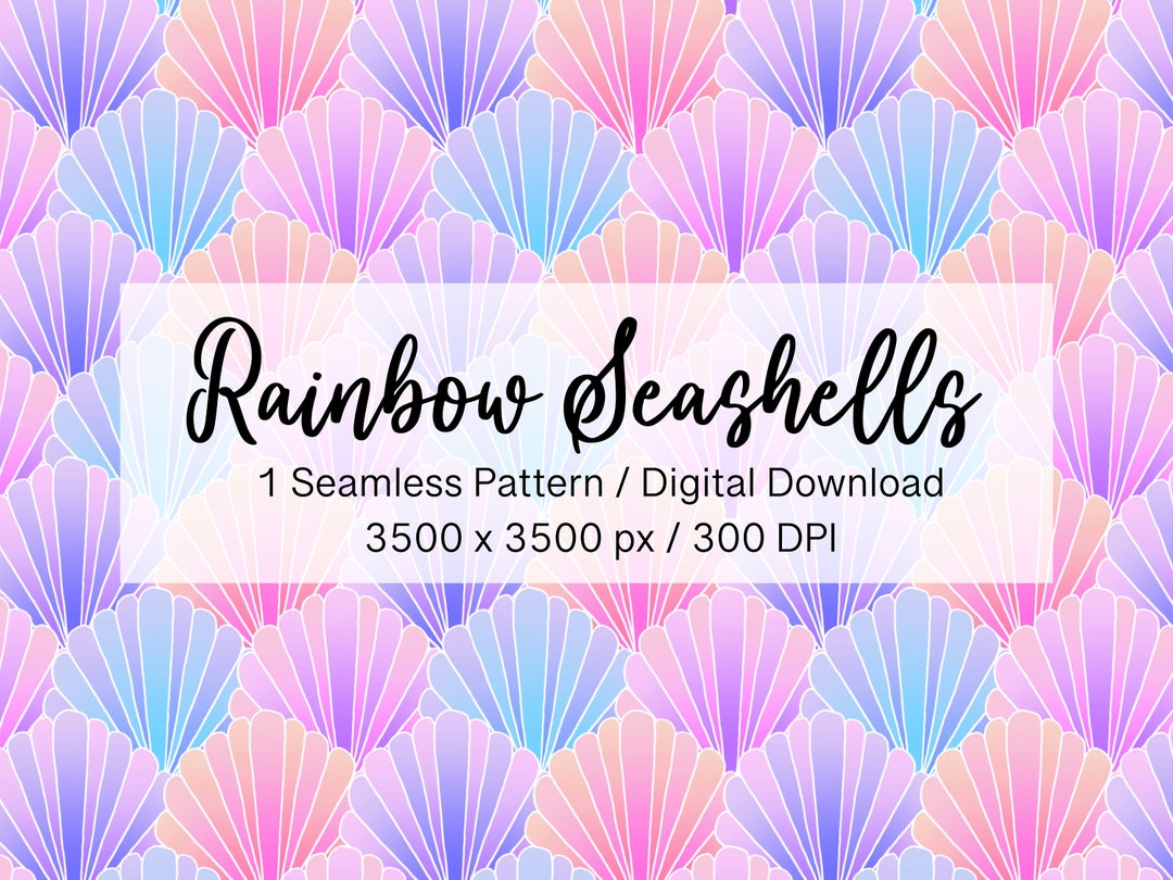 Rainbow Seashell Pattern Digital Seamless Pattern Seamless - Etsy