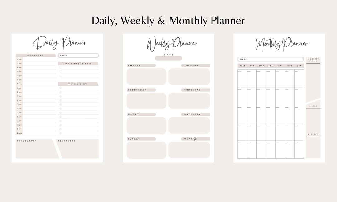 Editable Digital Planner Daily Planner, Weekly Planner, Monthly Planner ...