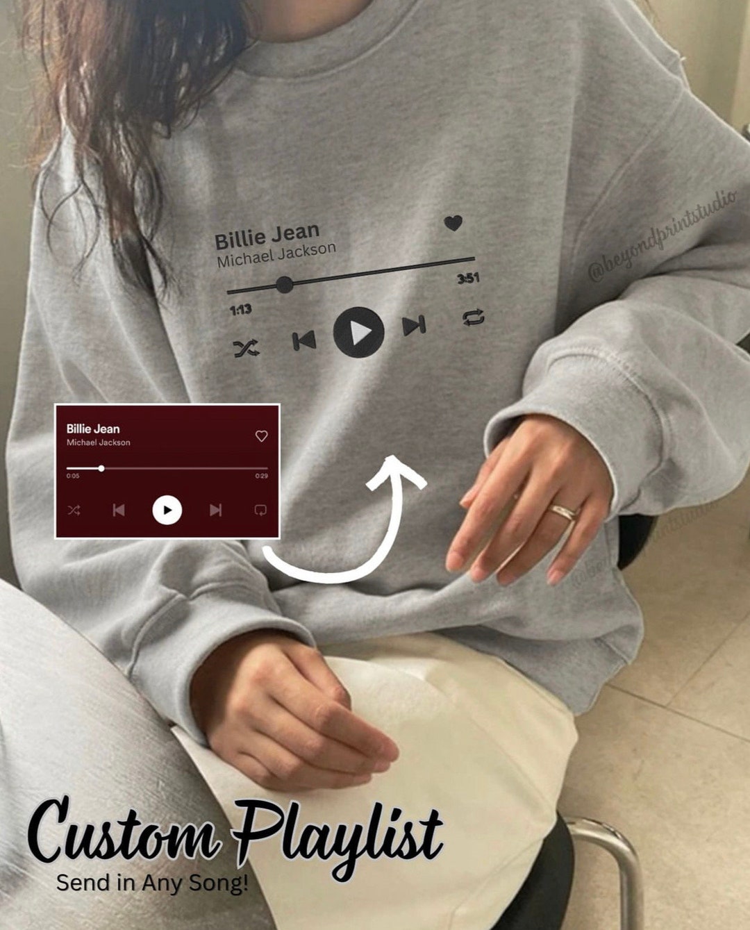 Custom Spotify Playlist Embroidered Sweatshirts, Trendy Playlist Hoodie ...