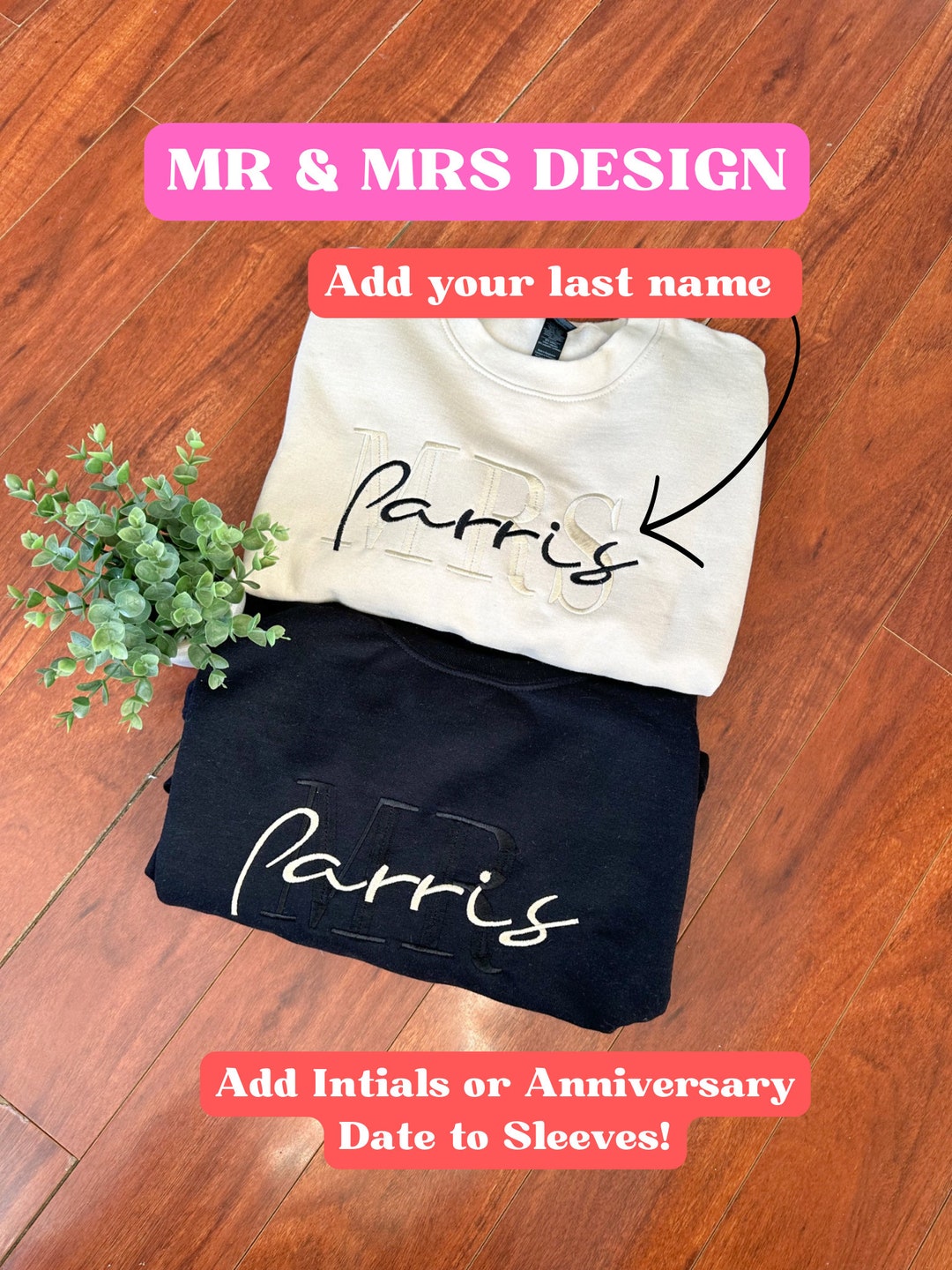 Custom MR & MRS Sweatshirts, Couples Matching Hoodie Design, Personalized Womens and Mens ...