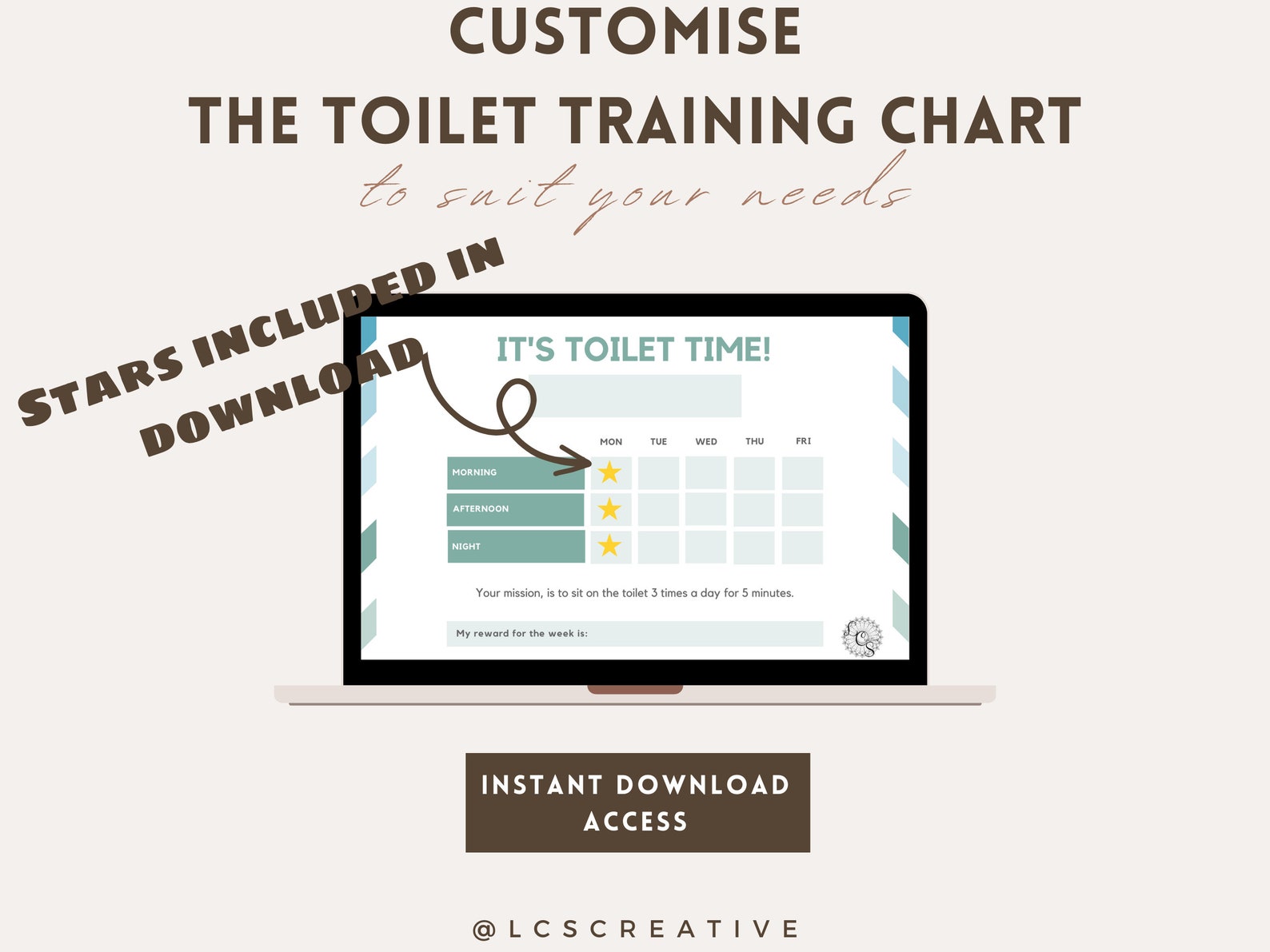 Toilet Training Reward Chart Printable, Instant Download PDF, PNG ...