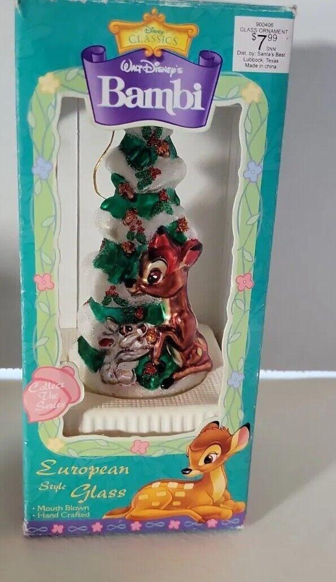 Christmas Ornament Disney Santa's Best European Glass Style Bambi Tree ...