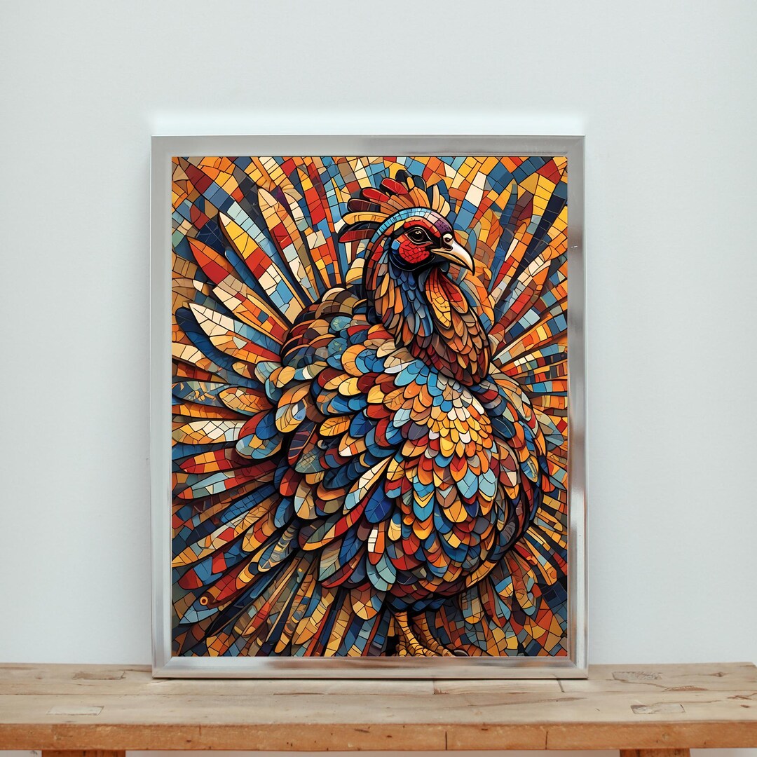 Colorful Geometric Turkey Art Print Enhanced Matte Paper Poster Stained ...