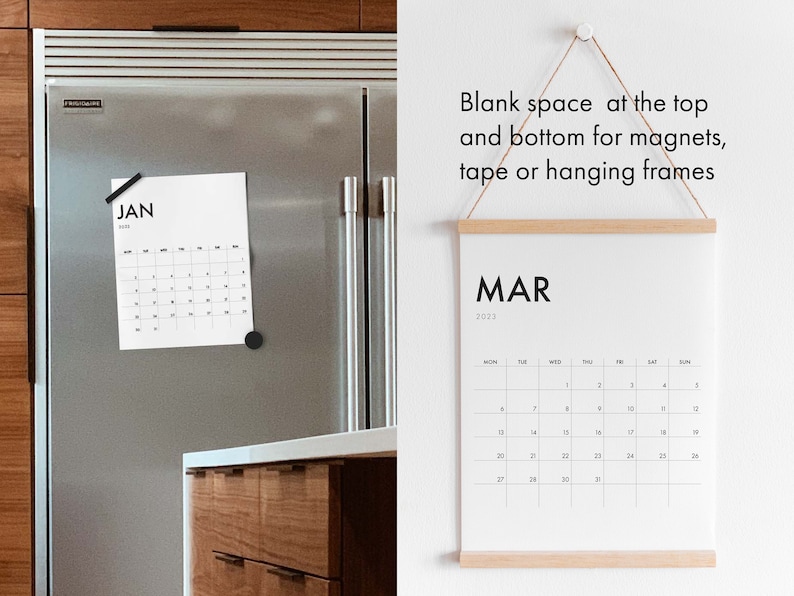 Modern 2023 Monthly Calendar Portrait, Multiple Sizes 8.5x11inches A3 ...