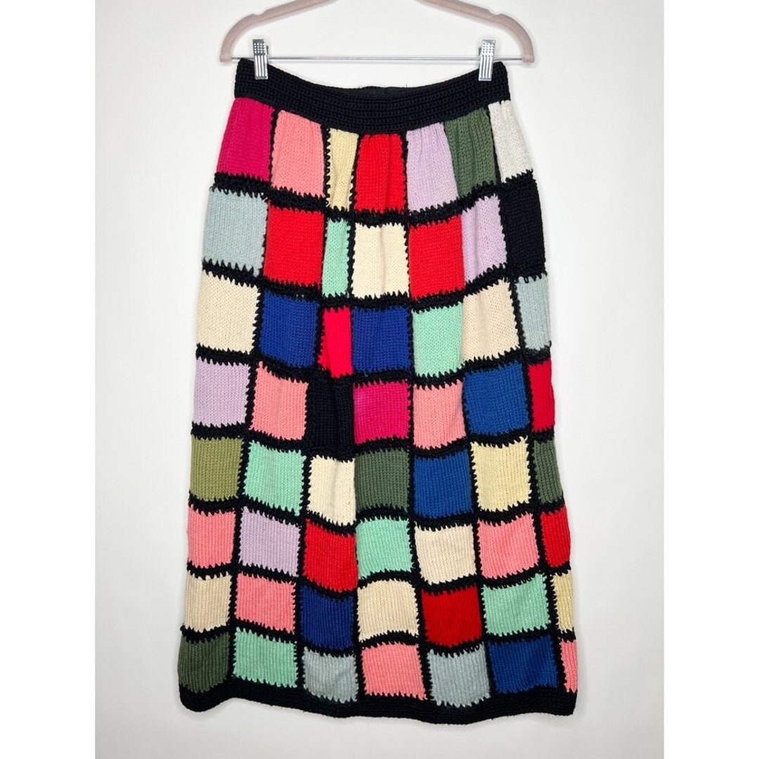 Vintage Granny Square Maxi Skirt Colorful Knit Cottage Core Patchwork 70s Small - Etsy