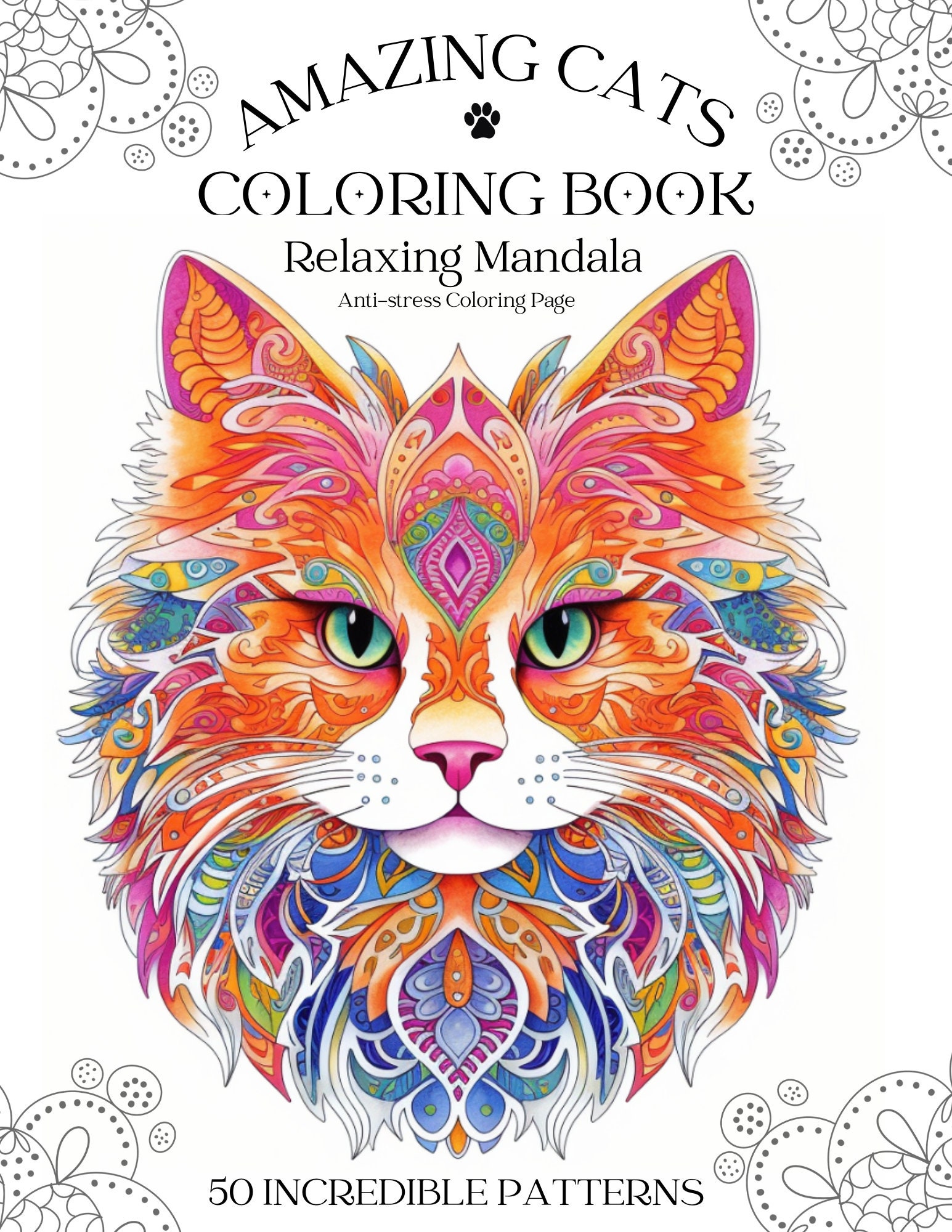 Mandala Cat 50 Breeds Mandala Coloring Book |PDF| Printable Coloring ...