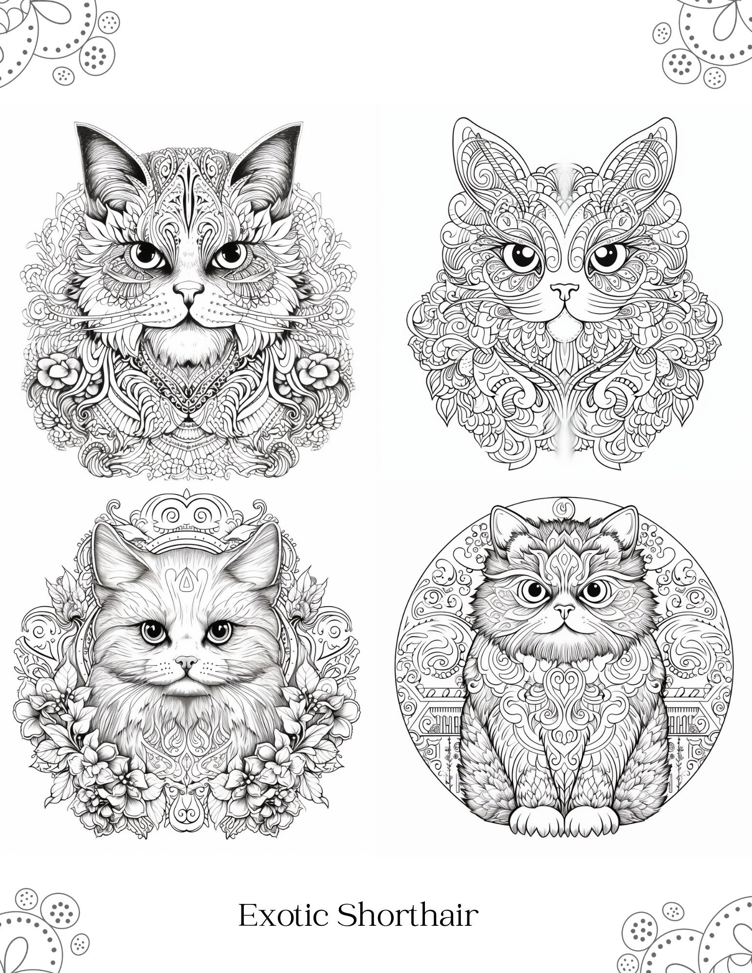 Mandala Cat 50 Breeds Mandala Coloring Book |PDF| Printable Coloring ...
