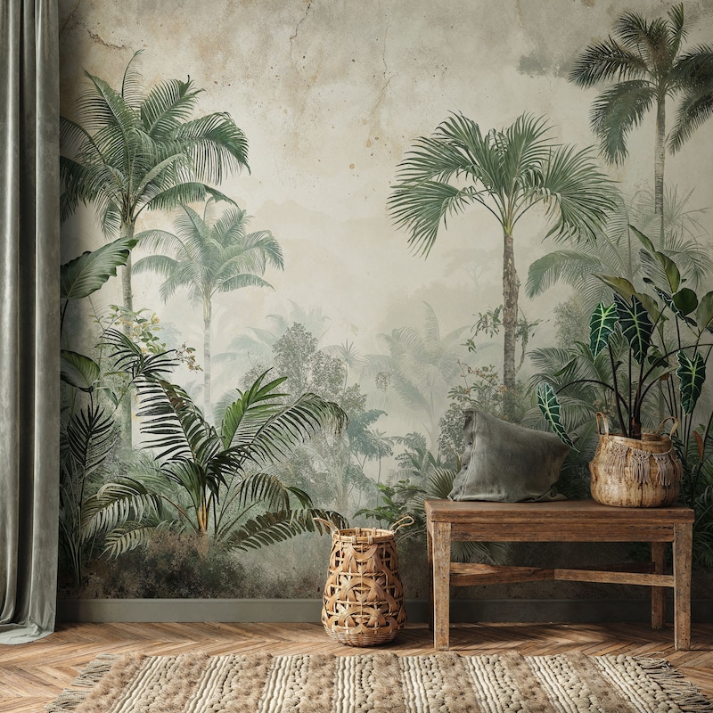Wallpaper Tropical Tree - Etsy