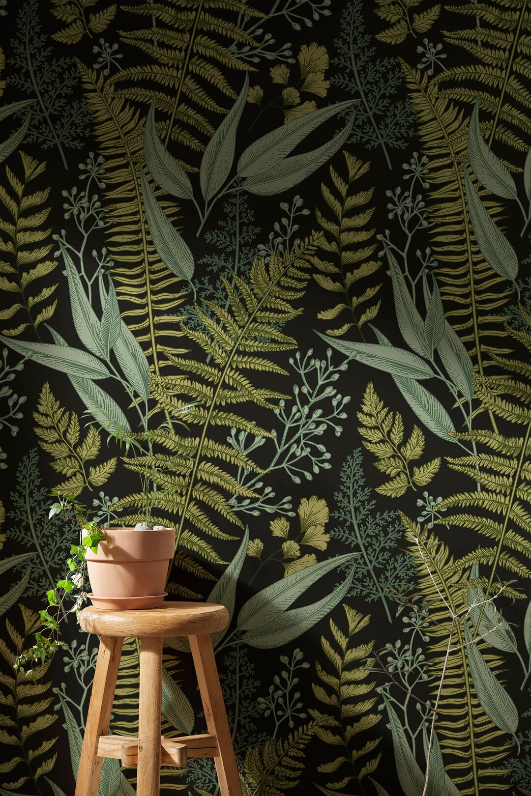 Merritt Botanical Fern Wallpaper Mural Greenery Fern - Etsy