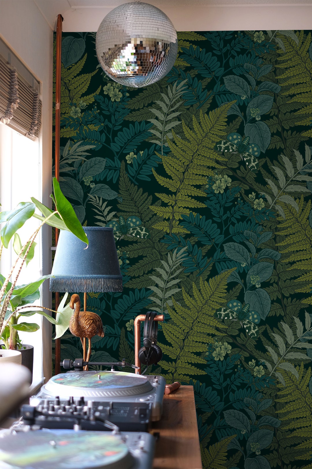 Green Fern Wallpaper | Botanical Greenery Peel and Stick Wallpaper ...