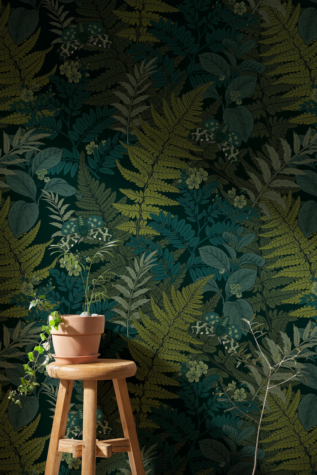 Green Fern Wallpaper Botanical Greenery Peel and Stick Wallpaper ...