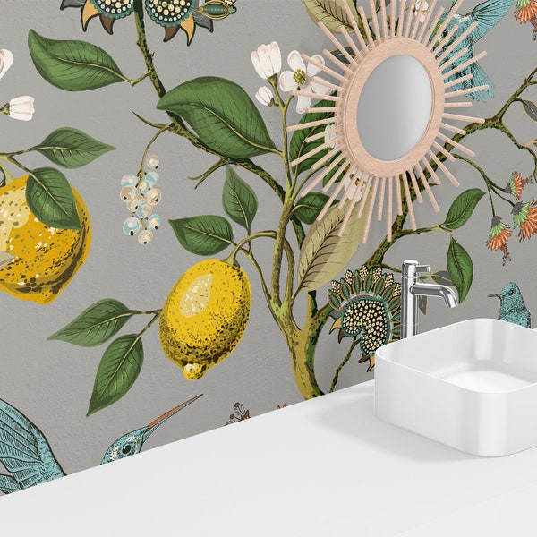 Lemon Bird Wallpaper - Etsy