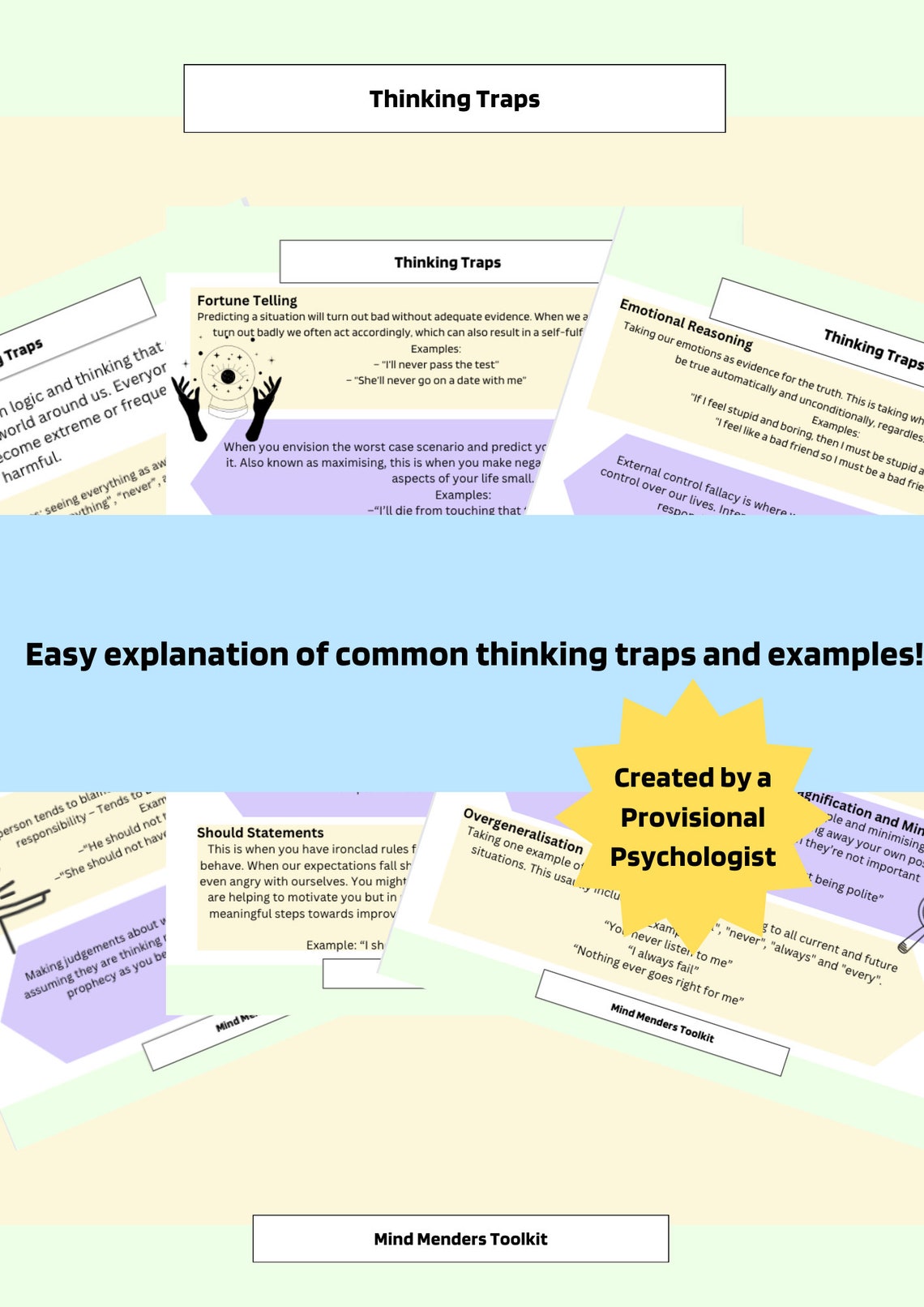 Thinking Traps Cognitive Behavioural Therapy Information Sheet - Etsy