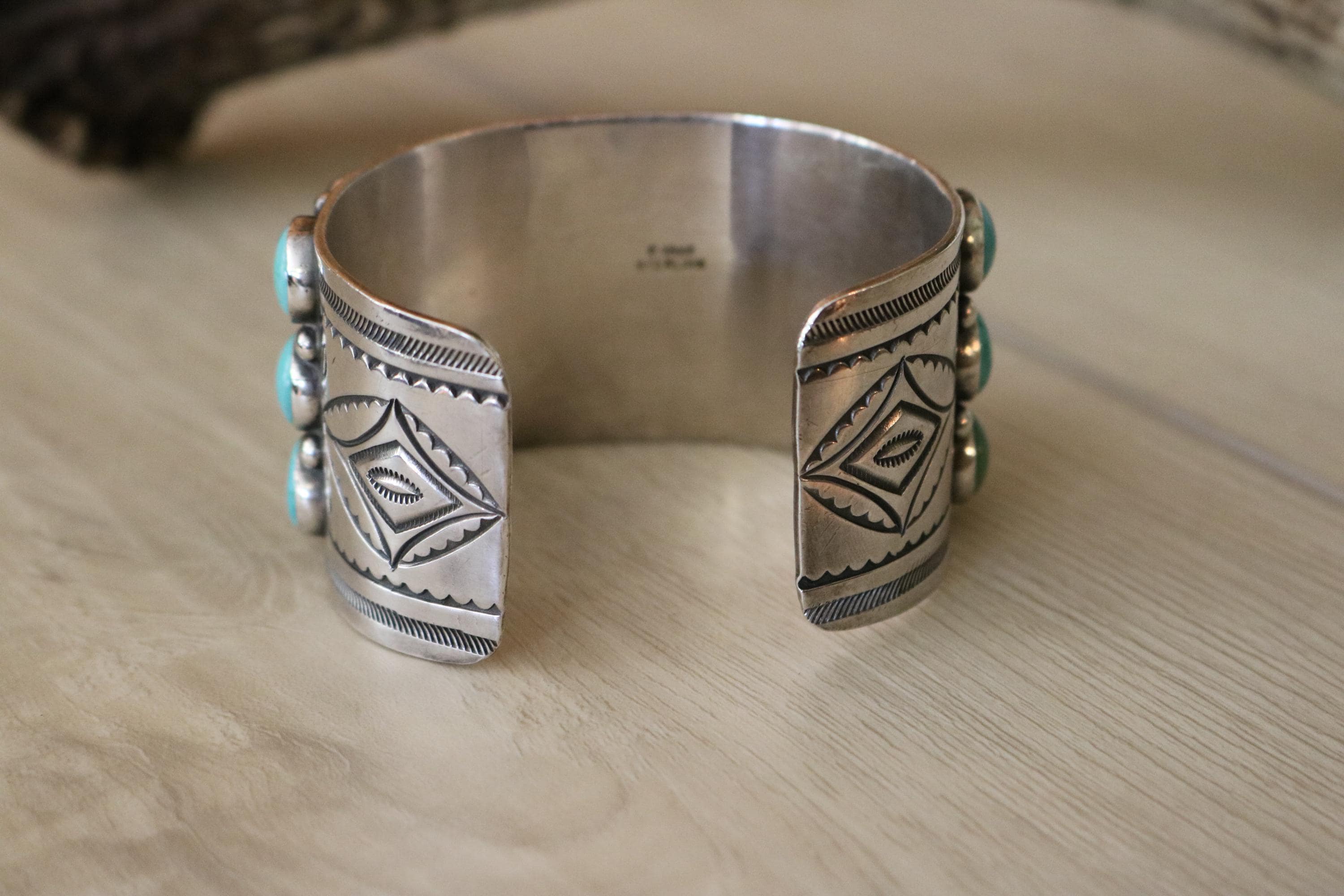 Danny Clark Navajo Turquoise and Sterling Silver Cuff Bracelet Heavy ...