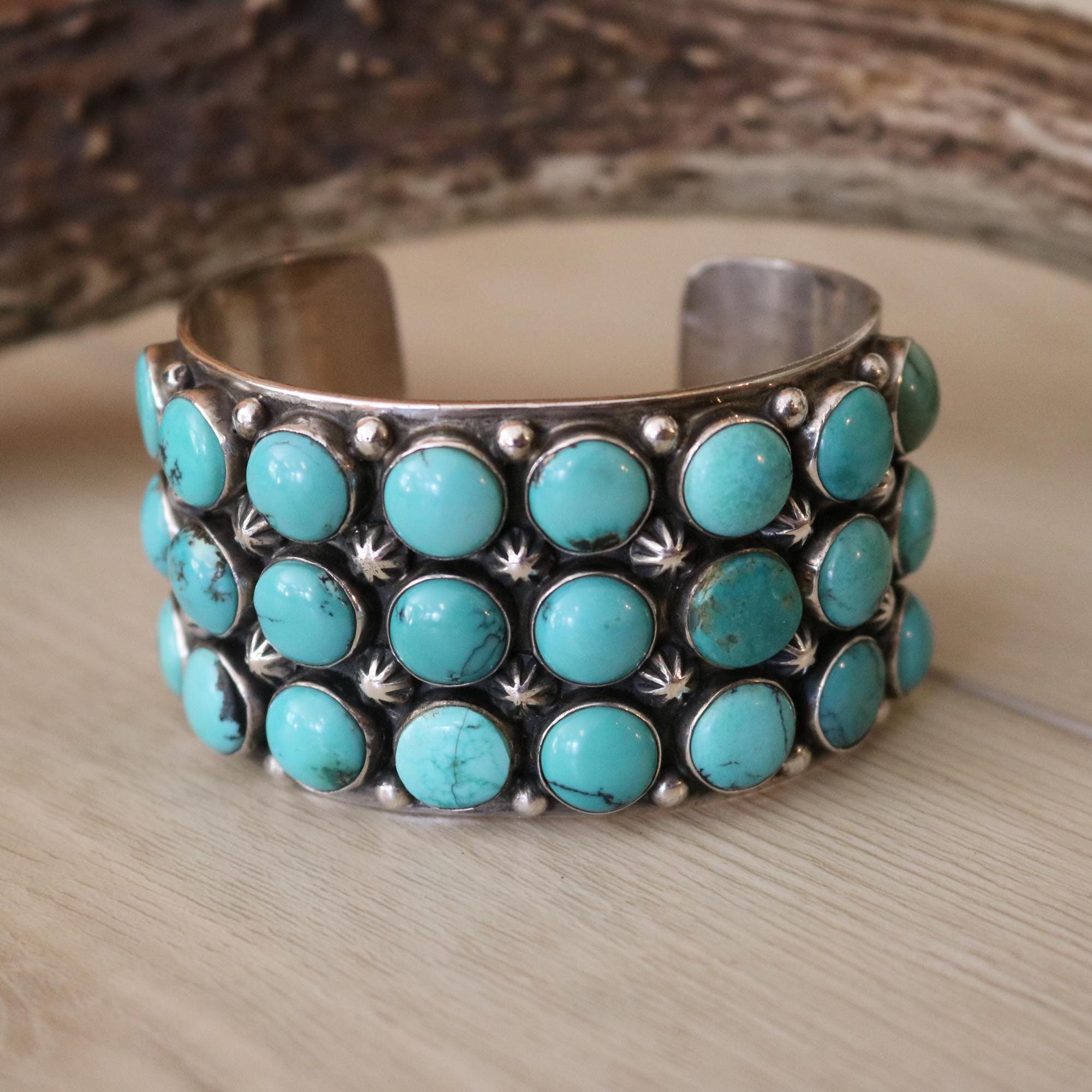 Danny Clark Navajo Turquoise and Sterling Silver Cuff Bracelet Heavy ...