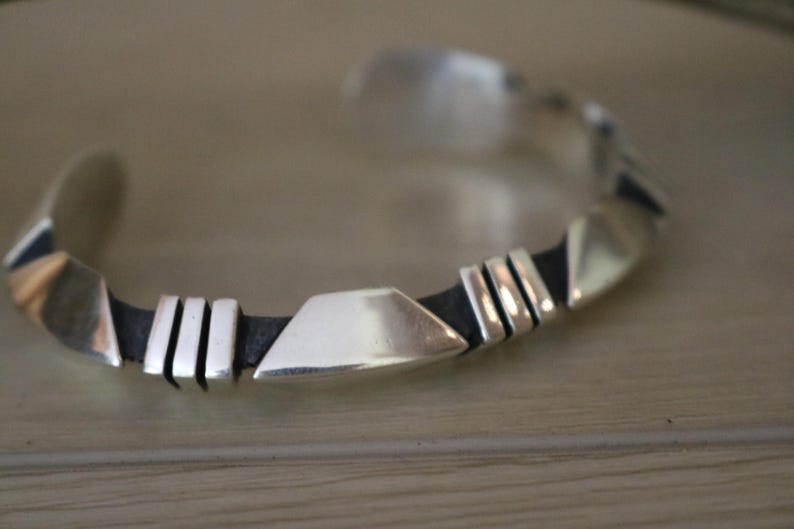 Vintage Jasper Nelson Navajo Sterling Silver Carved Geometric Triangle ...