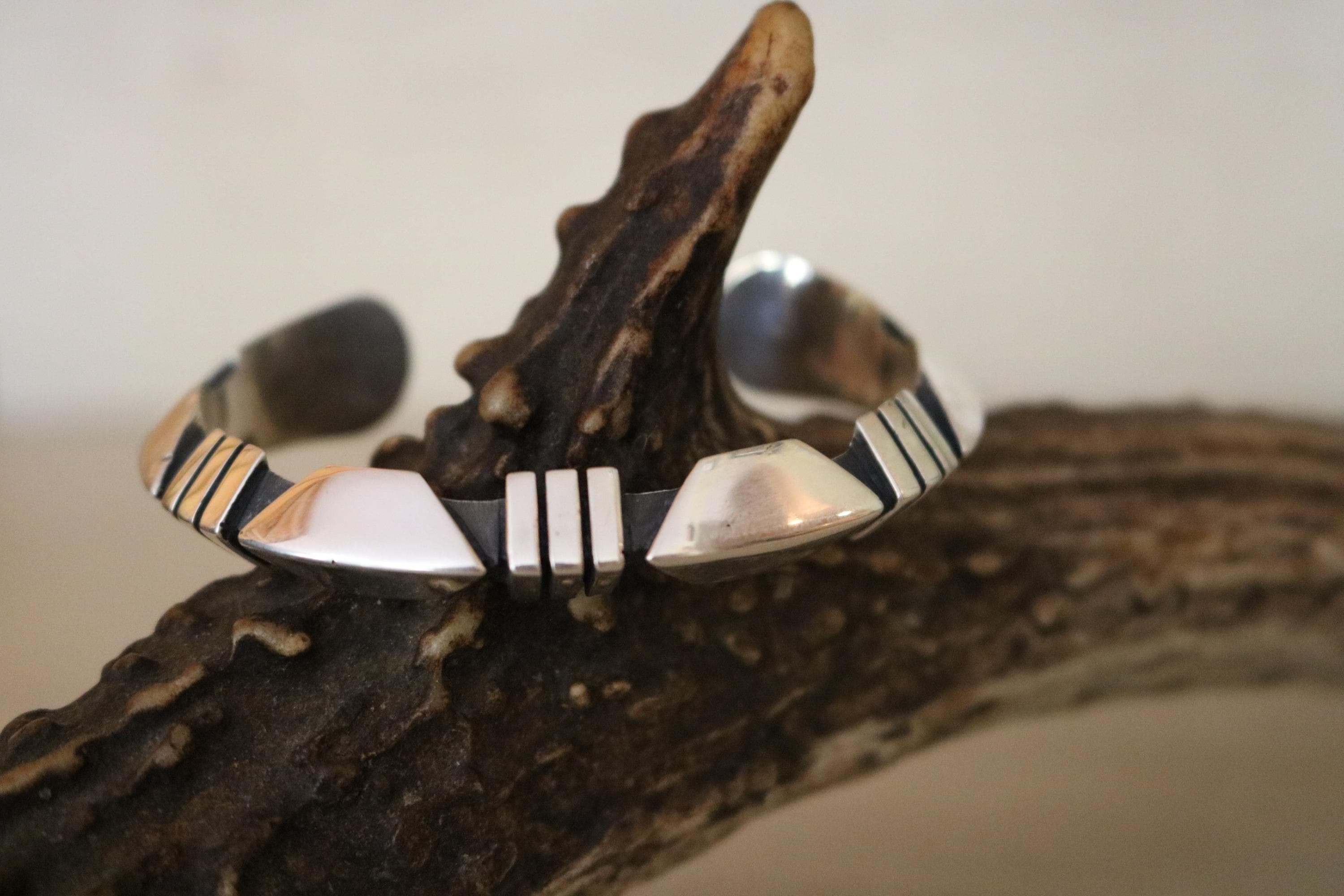 Vintage Jasper Nelson Navajo Sterling Silver Carved Geometric Triangle ...