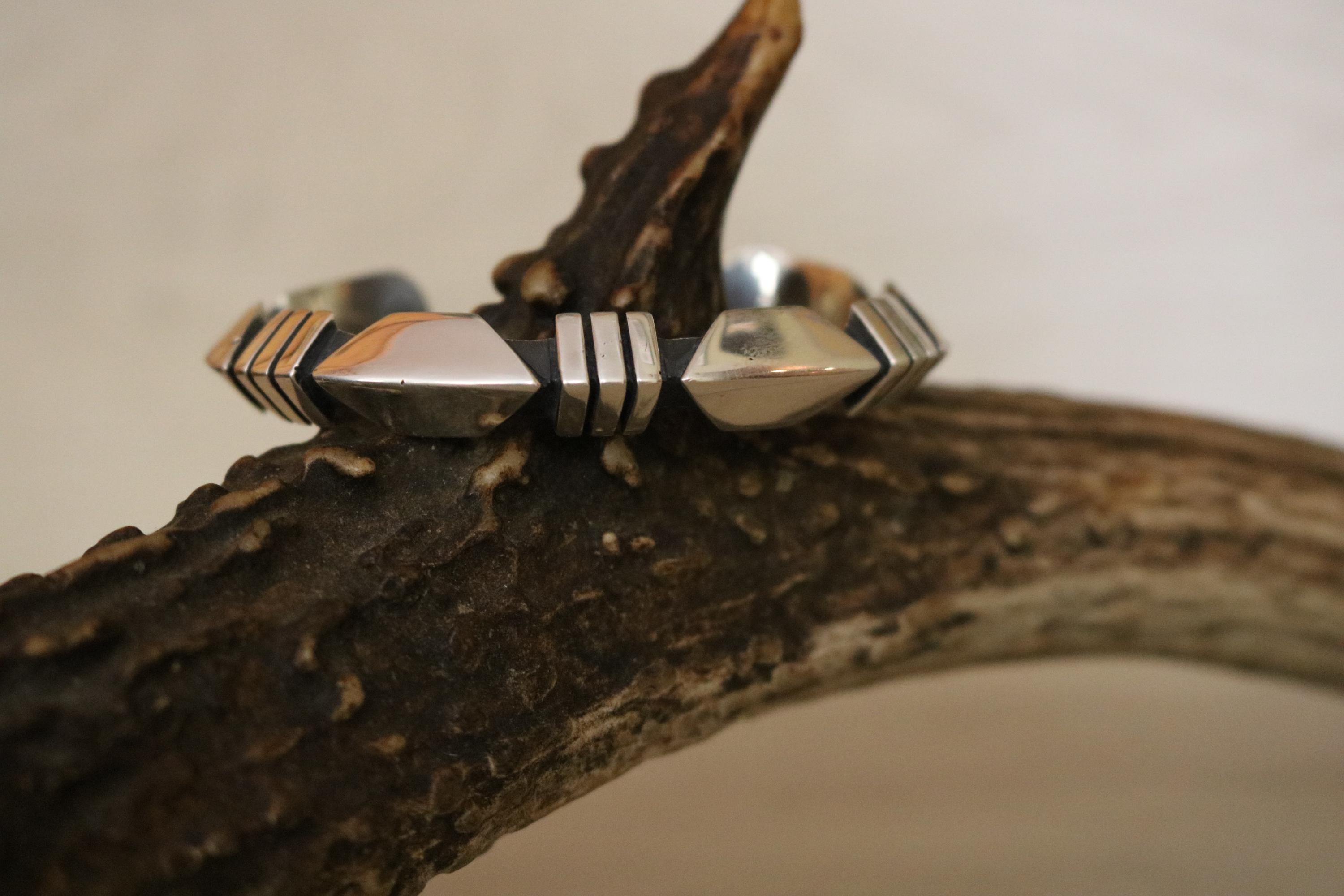 Vintage Jasper Nelson Navajo Sterling Silver Carved Geometric Triangle ...