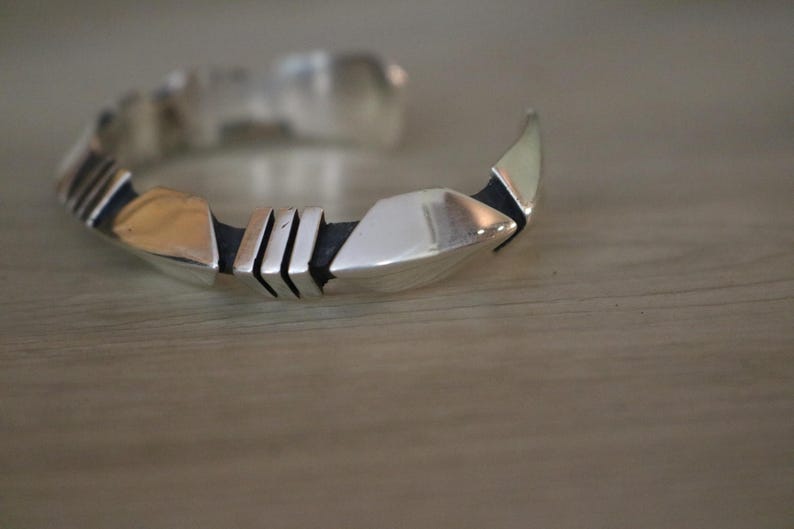 Vintage Jasper Nelson Navajo Sterling Silver Carved Geometric Triangle ...