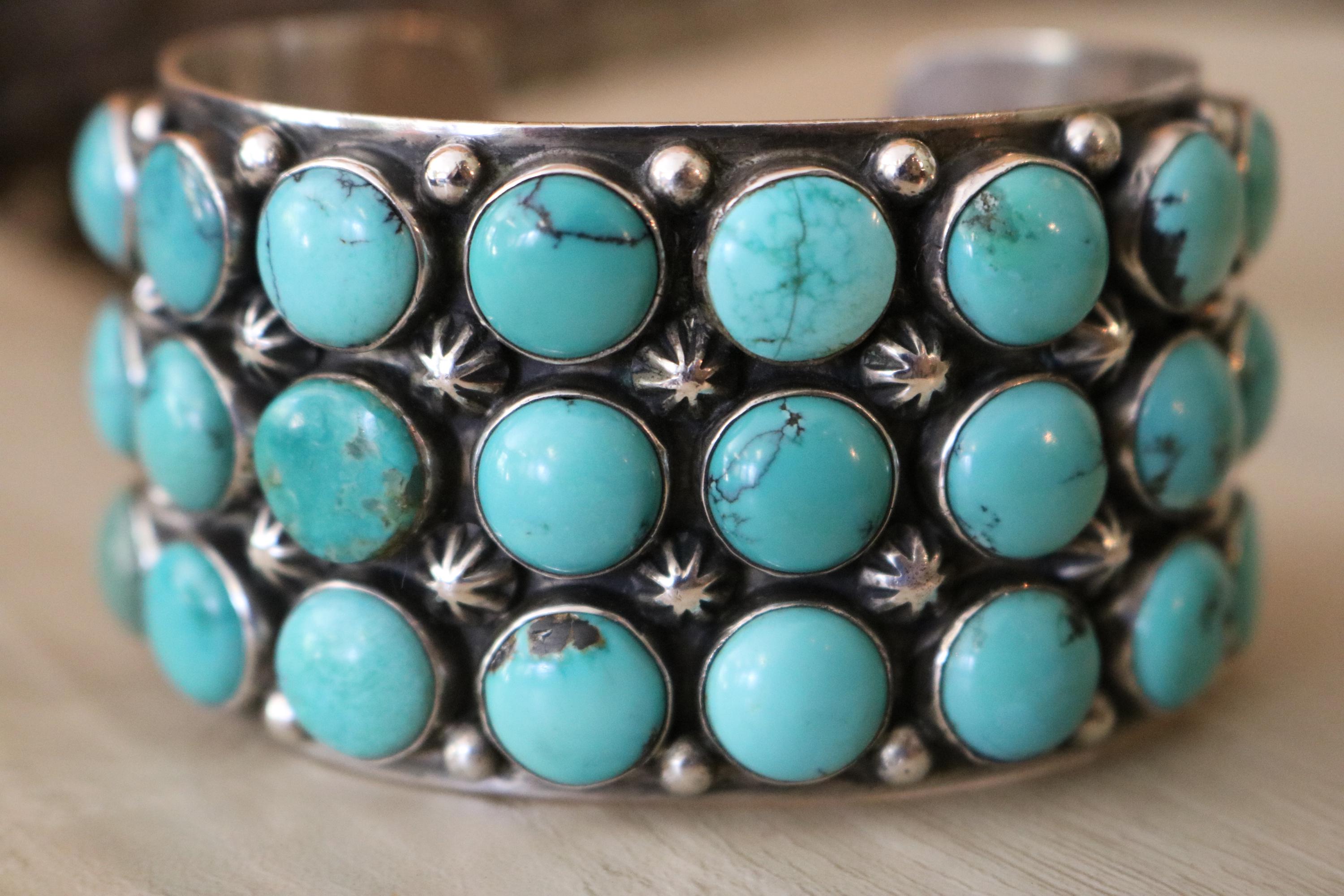Danny Clark Navajo Turquoise and Sterling Silver Cuff Bracelet Heavy ...