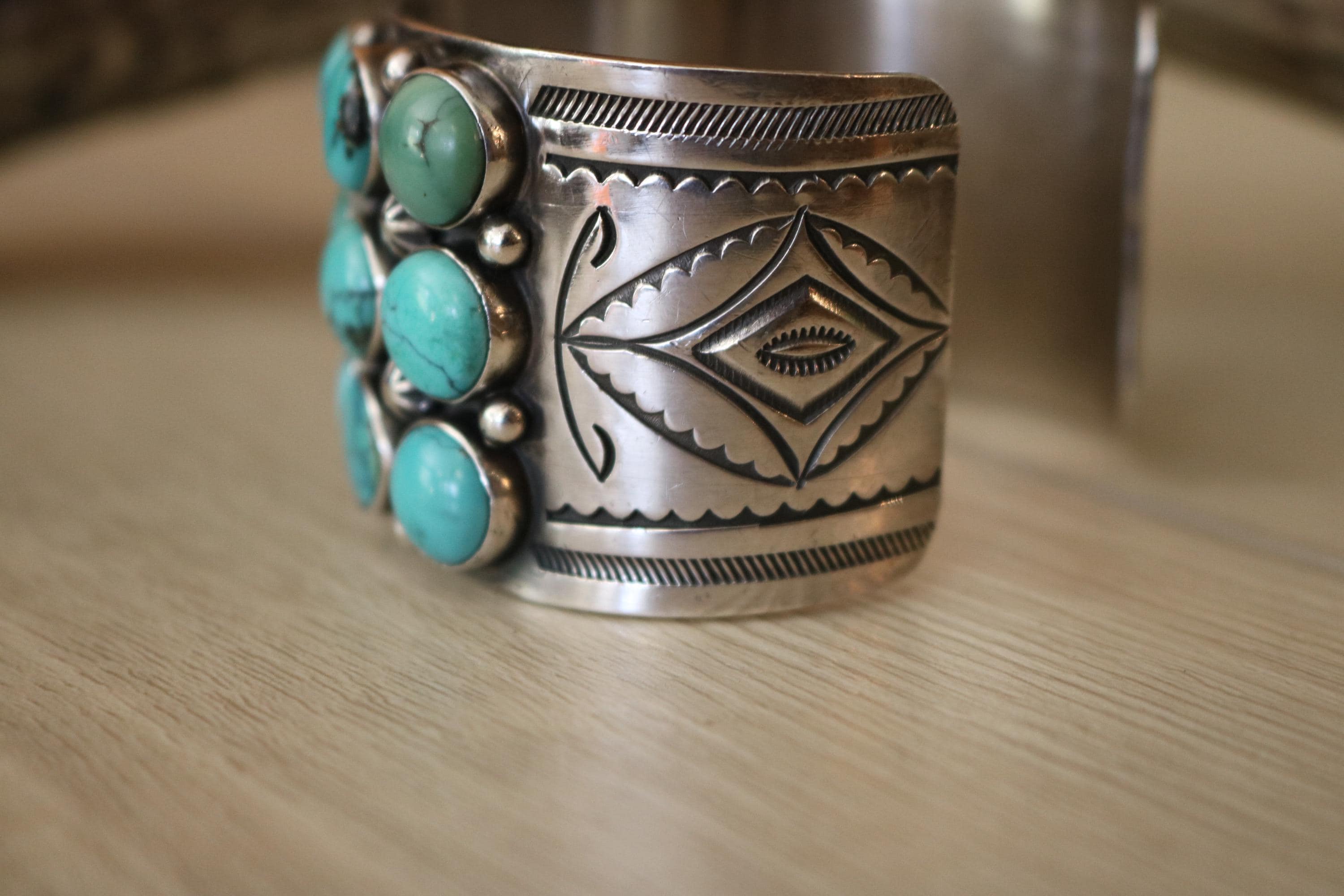 Danny Clark Navajo Turquoise and Sterling Silver Cuff Bracelet Heavy ...