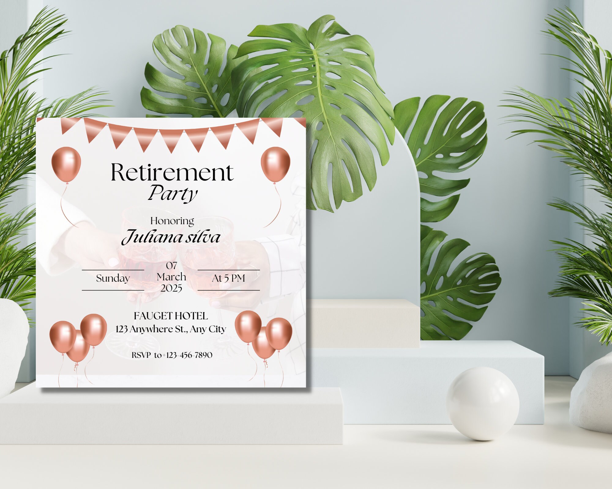 Minimalist Retirement Party Invitation Template Editable Retirement ...