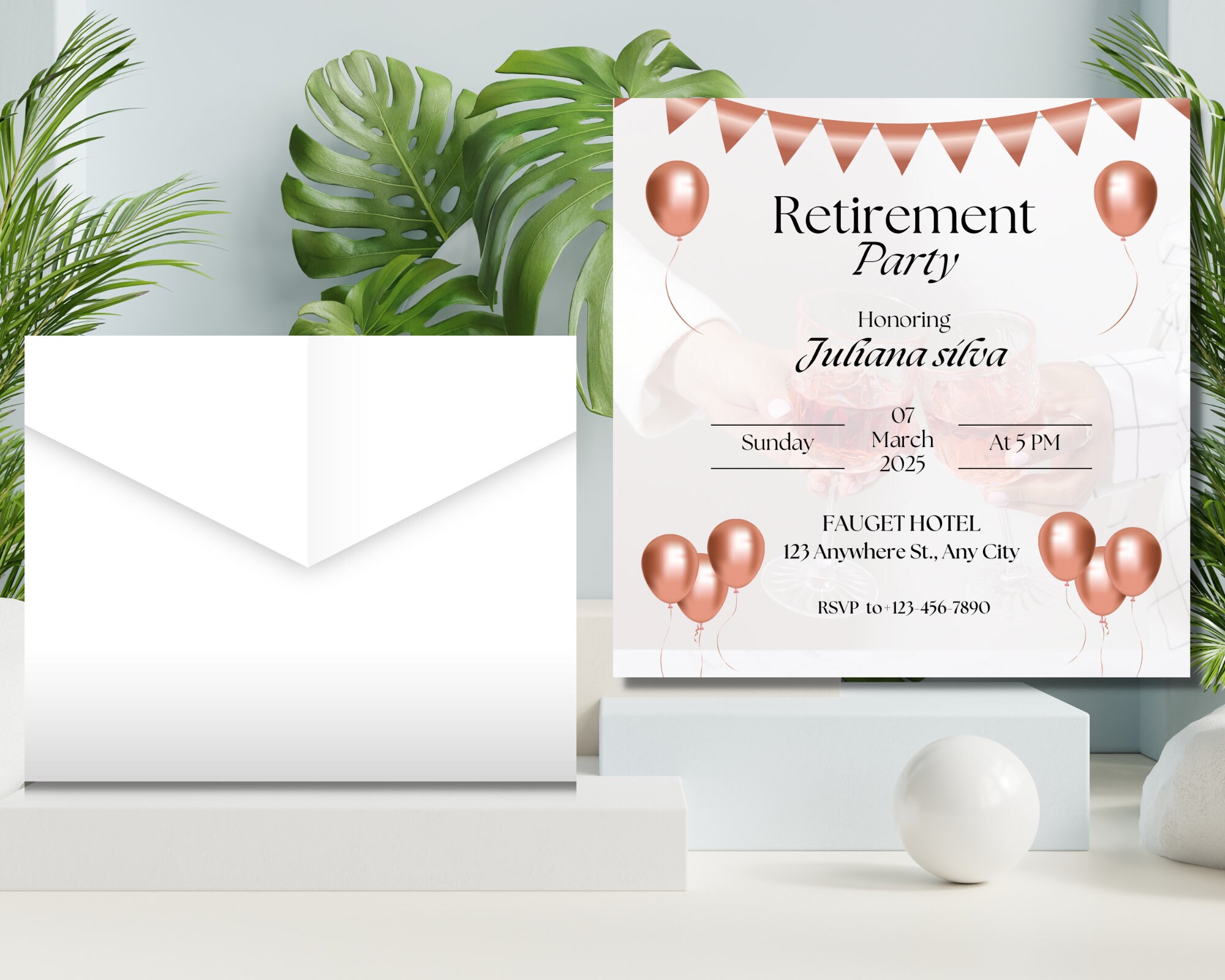 Minimalist Retirement Party Invitation Template Editable Retirement ...