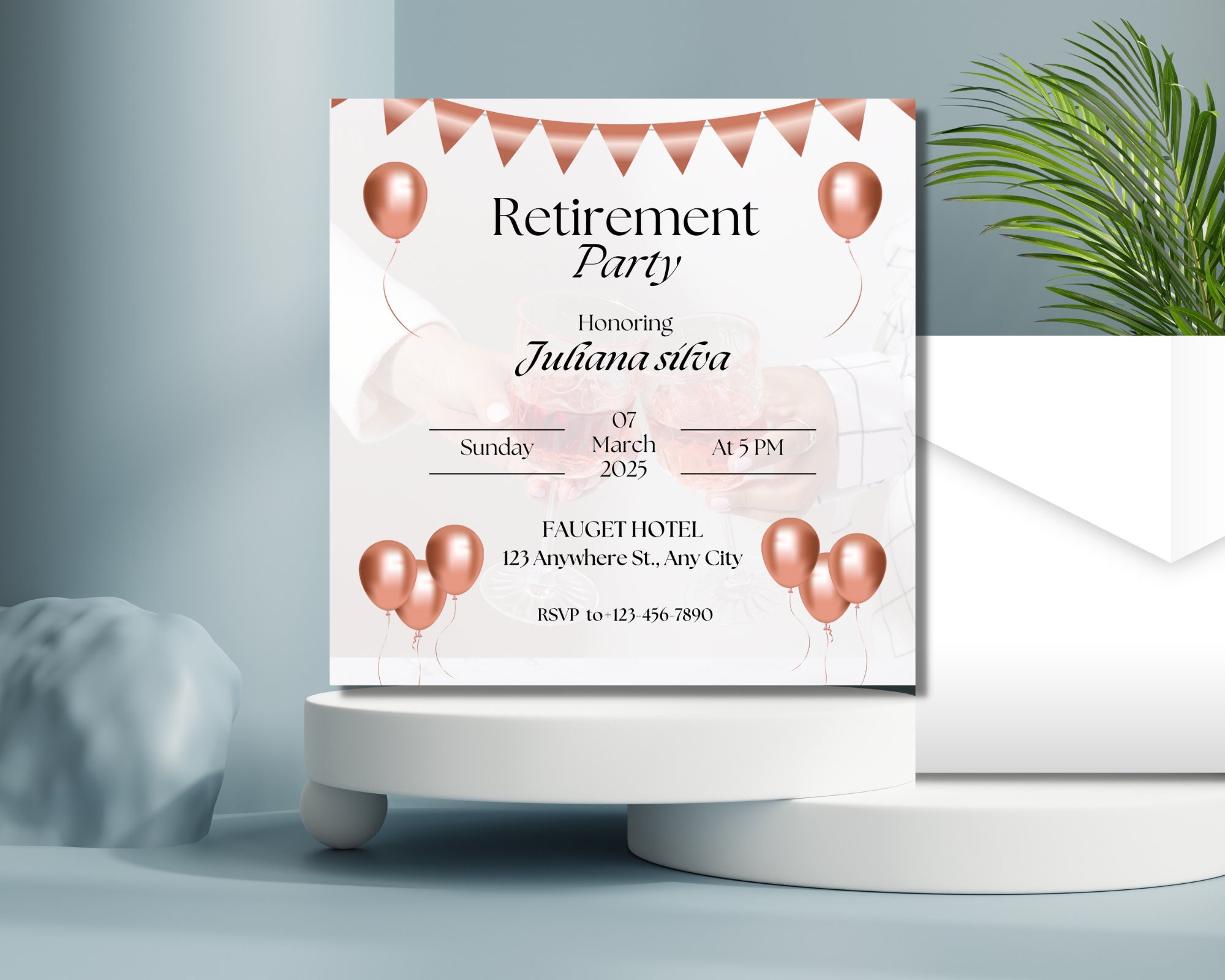 Minimalist Retirement Party Invitation Template Editable Retirement ...