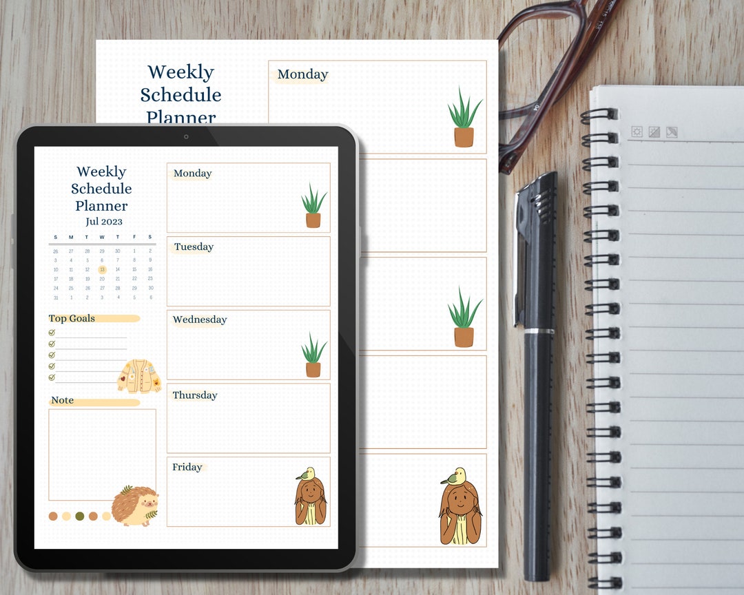 Printable Weekly Planner Digital Weekly Planner Hourly Weekly Schedule ...