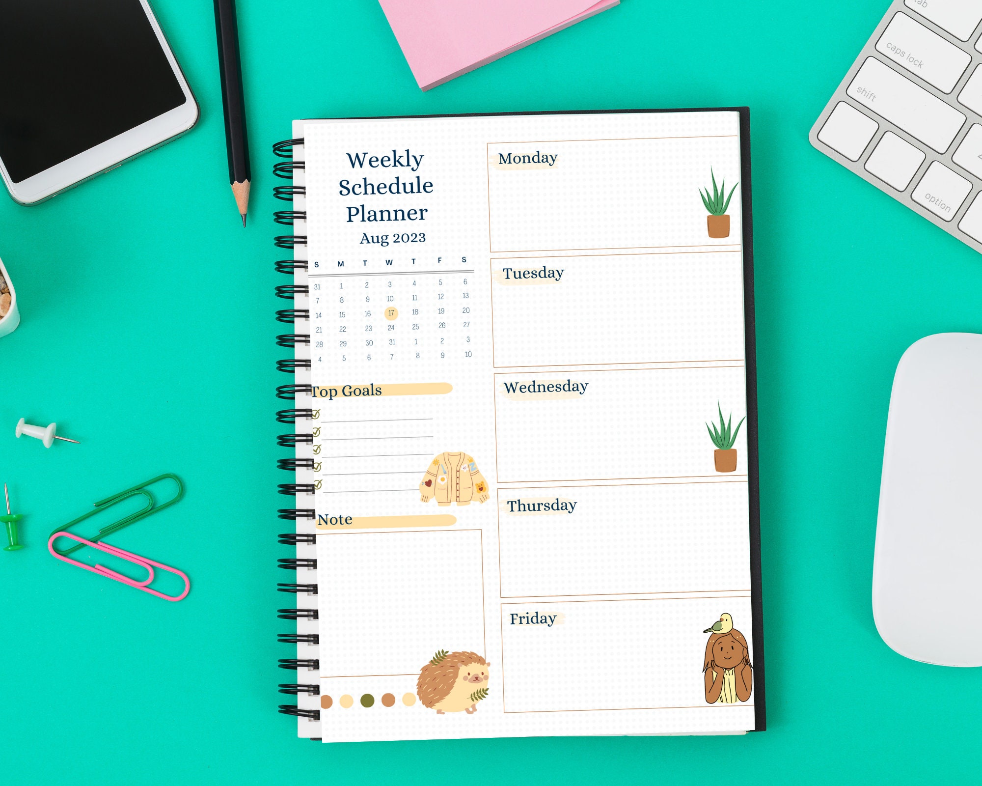 Printable Weekly Planner Digital Weekly Planner Hourly Weekly Schedule ...