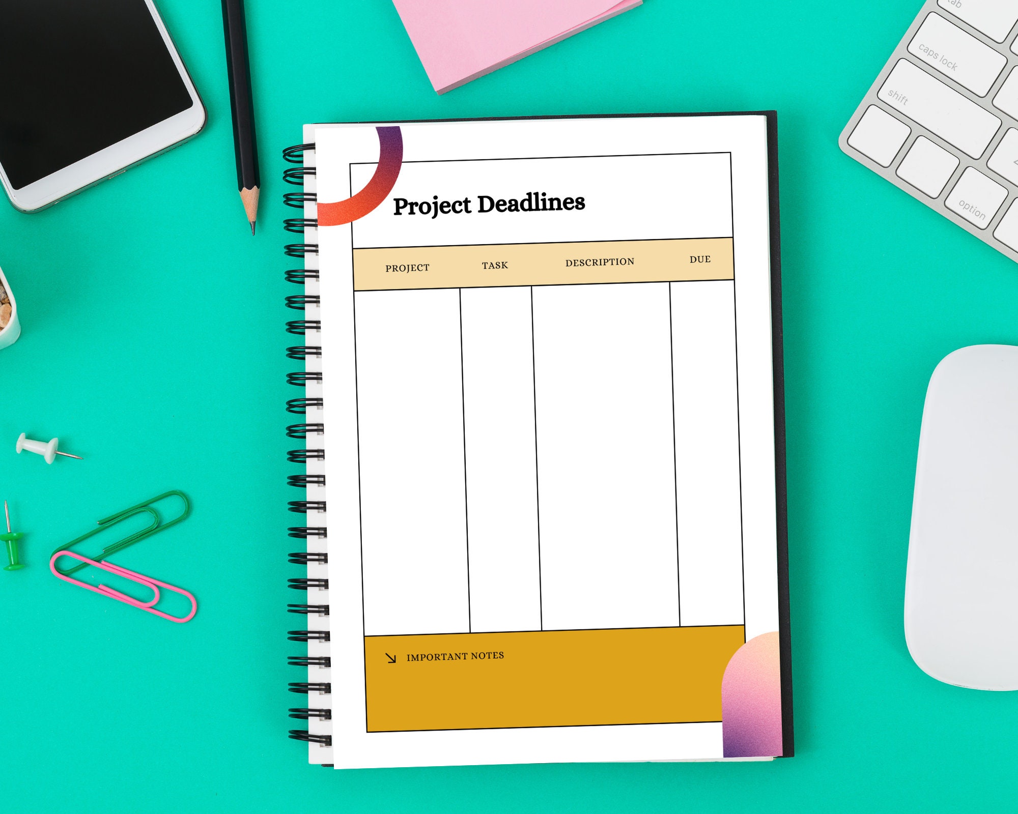 Project Study Plan, Work Planner, Project Planner Business Planner, A4 ...