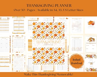 Printable Thanksgiving Planner and Calendar Budget Binder - Etsy