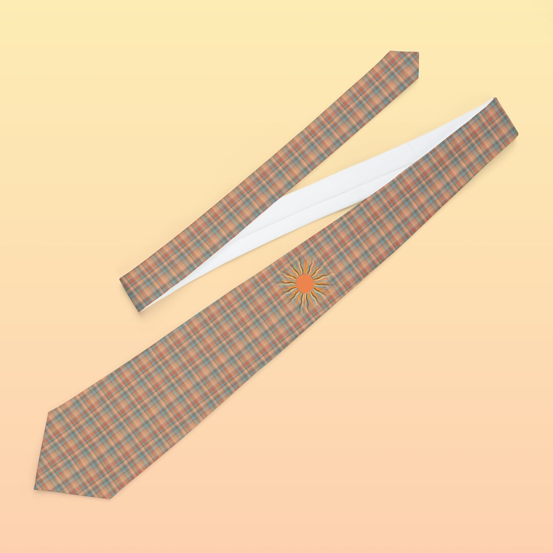 Men's Boho Retro Sun Plaid Necktie - Etsy
