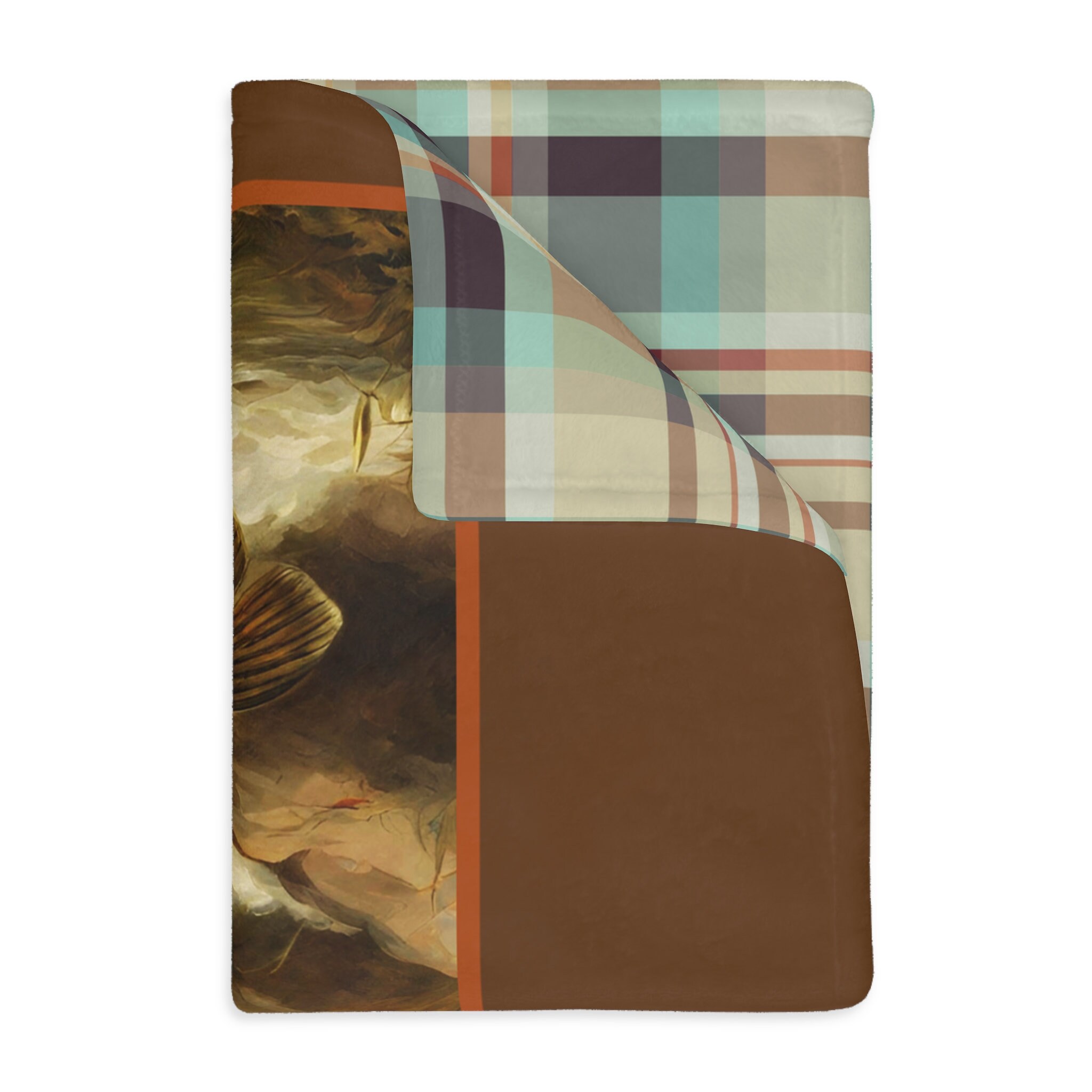 Bass Fish Front & Plaid Back, Fisherman, Outdoors, Velveteen Minky ...