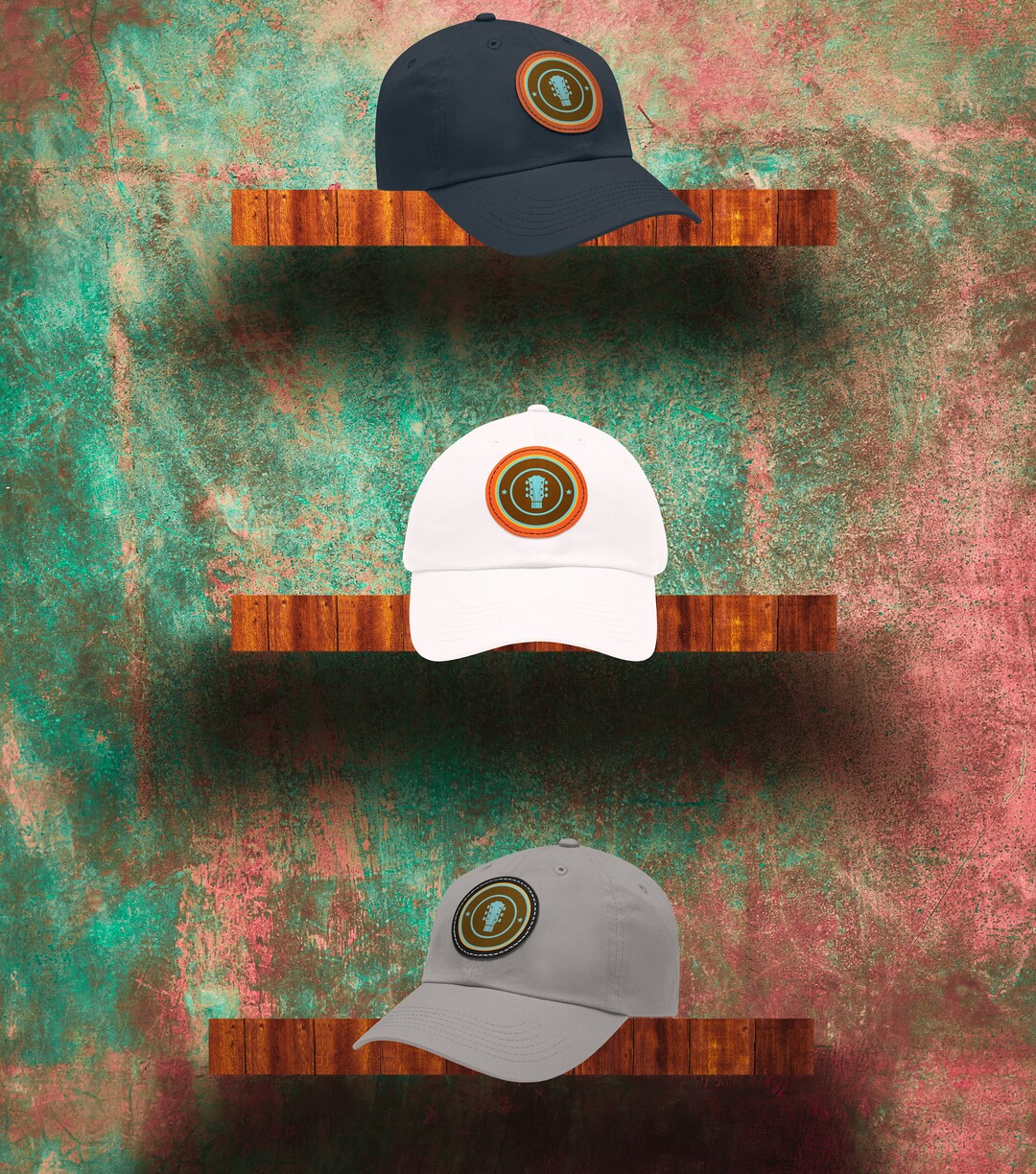 Guitar Hat, Musician -gray, Brown, or Black Leather Patch (round) - Etsy