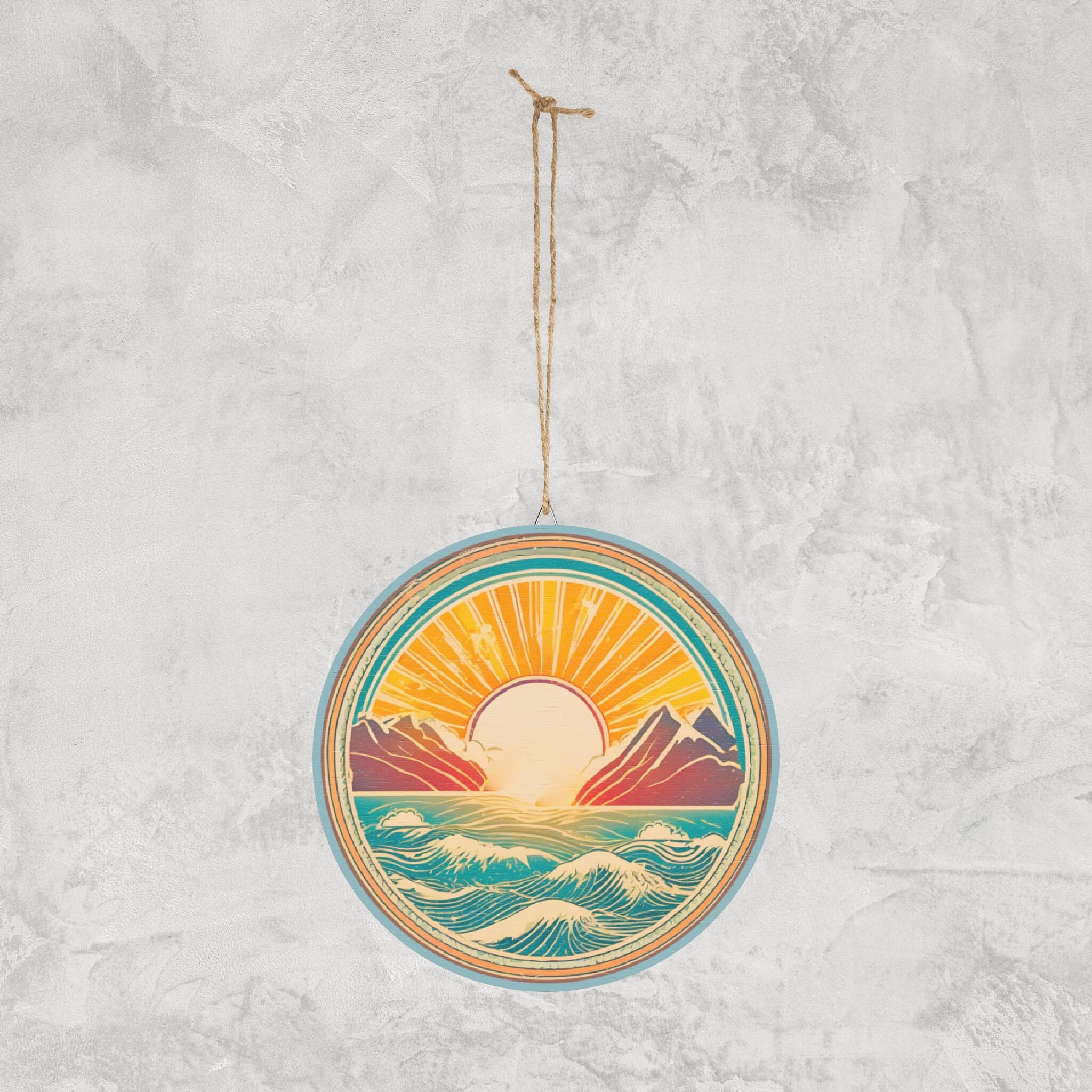 Vintage Retro Sun Bohemian Sun Birch Wood Signs Wall Decoration Wall ...