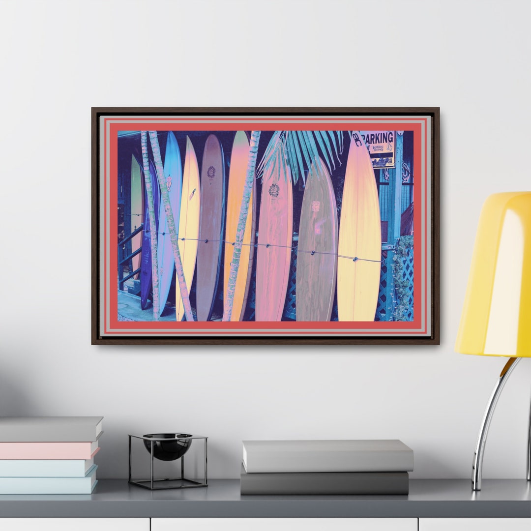 Vintage Surfboard Framed Canvas Art Retro Surfboard Framed Cavas ...
