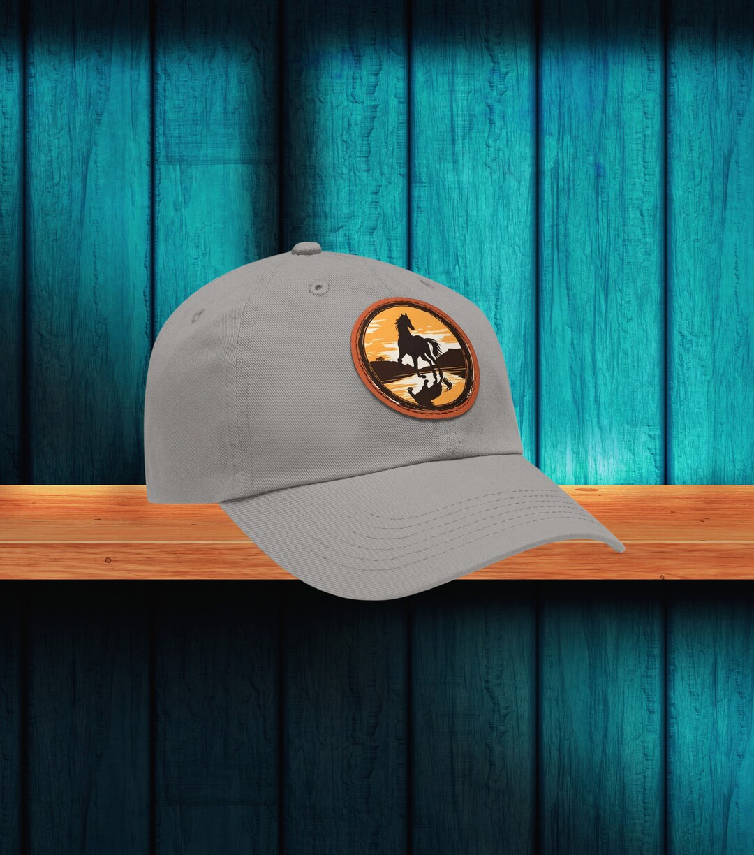 Retro Western Horse Hat With Leather Patch round - Etsy