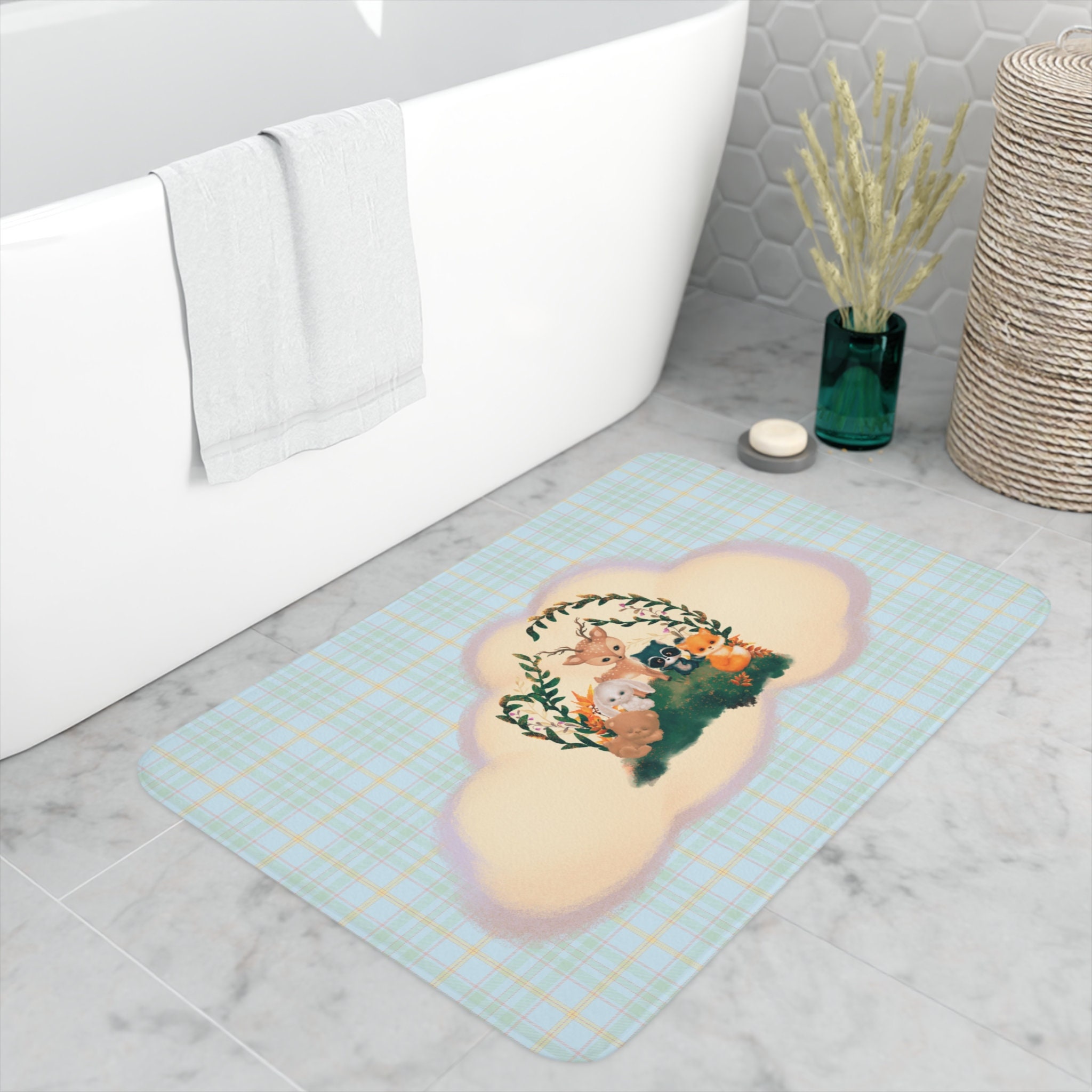 Children's Baby Memory Foam Bath Bed Crib Diaper Changing Mat Animals ...