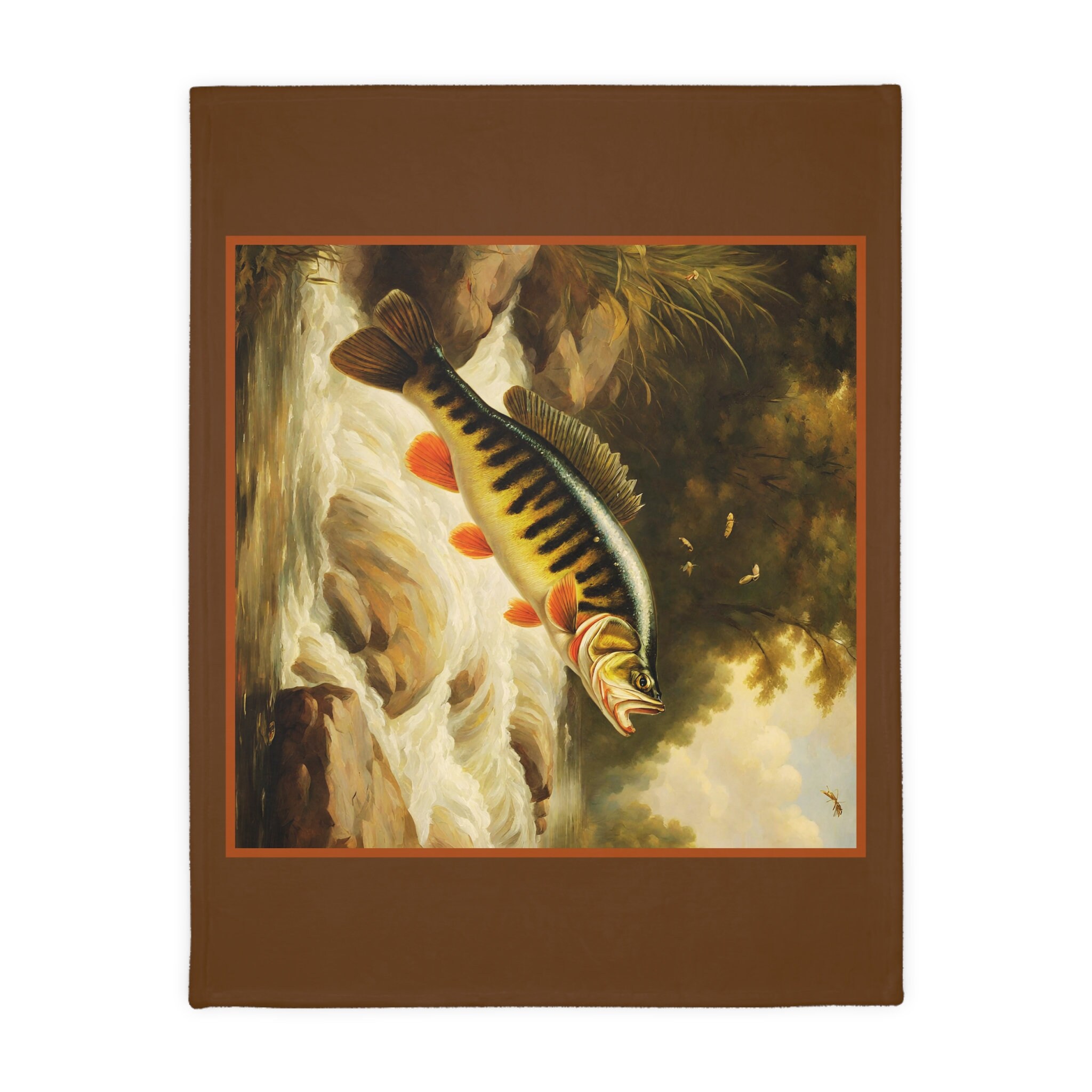 Bass Fish Front & Plaid Back, Fisherman, Outdoors, Velveteen Minky ...