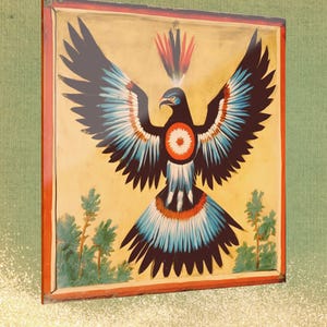 Vibrant Acrylic Wall Art - Vintage Native American Thunderbird, Home ...