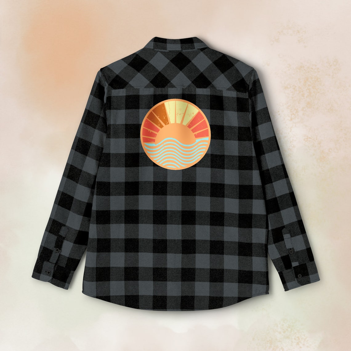 Vintage Checkered Plaid Sun Flannel Shirt Retro Checkered Plaid Sun ...