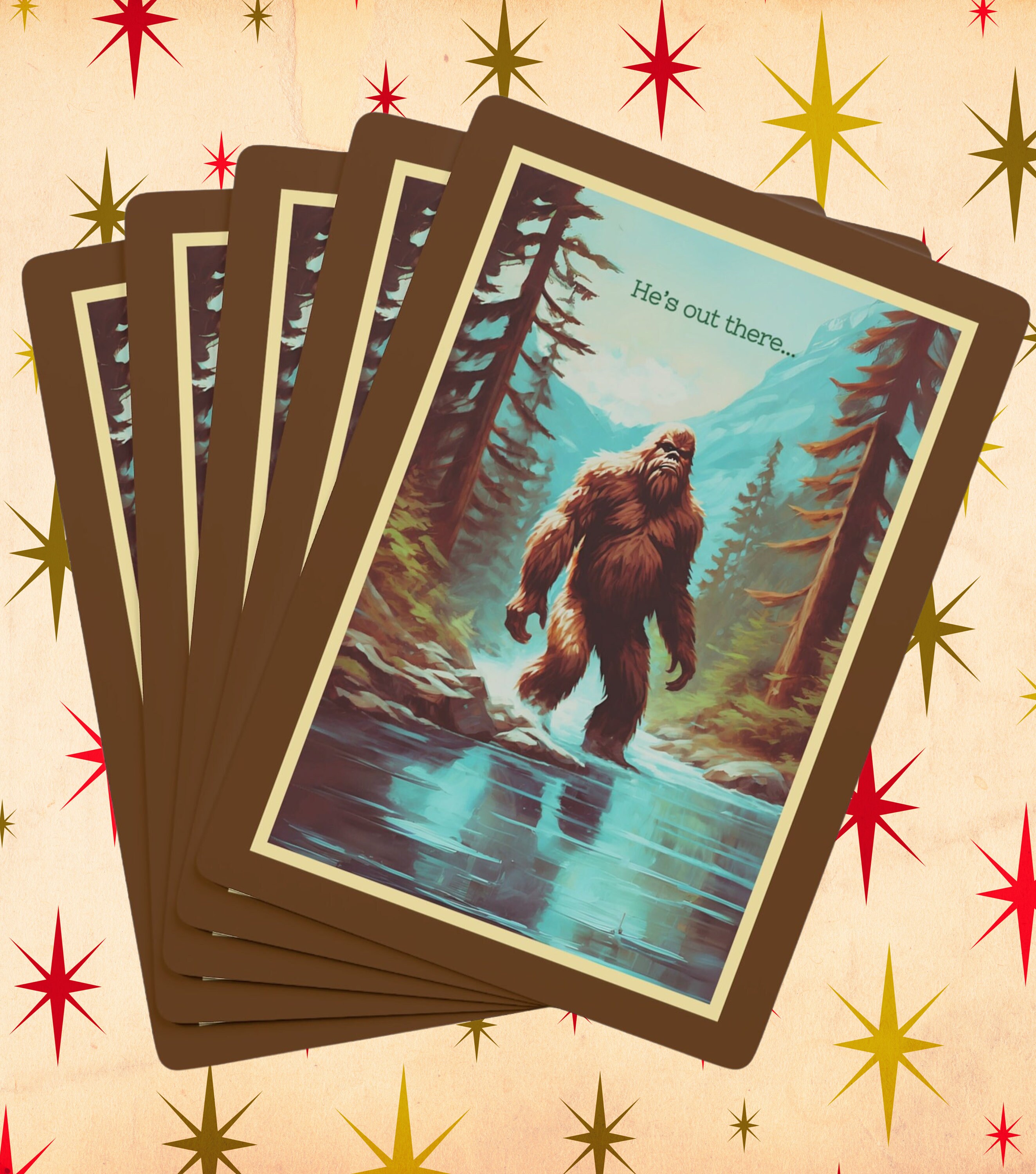 Vintage Sasquatch Cards Retro Big Foot Poket Cards Gift Sasquatch Poker ...