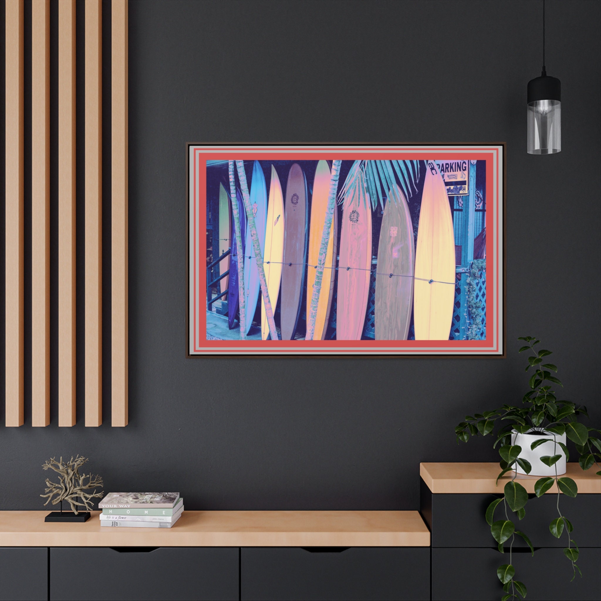 Vintage Surfboard Framed Canvas Art Retro Surfboard Framed Cavas ...