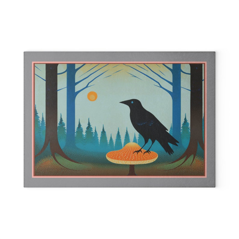 Vintage Crow and Mushroom Glass Cutting Board - Etsy
