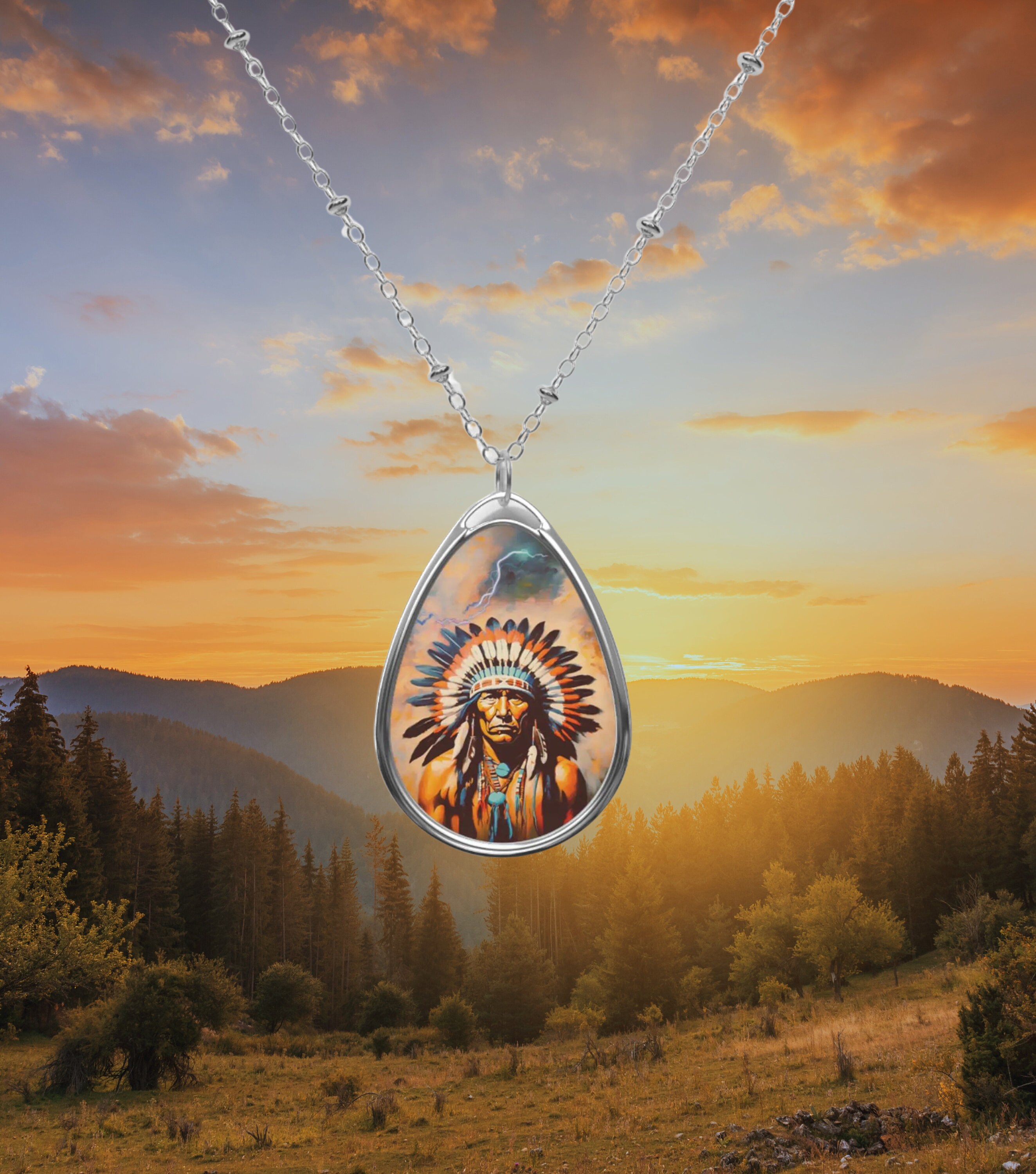 Native American Chief Necklace Eclectic Native American Boho Oval ...
